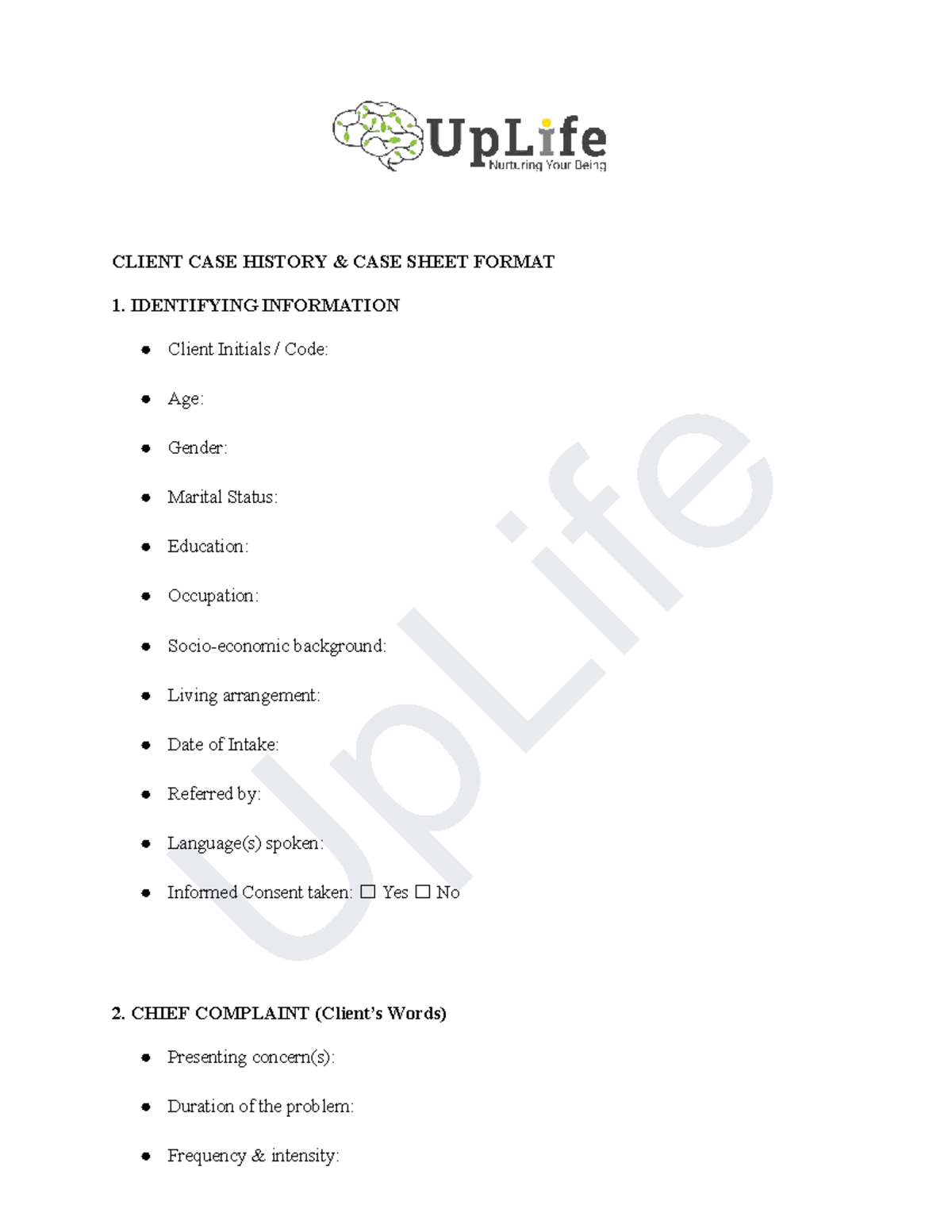 CLIENT CASE HISTORY SHEET FORMAT: Comprehensive Guide for Practitioners ...