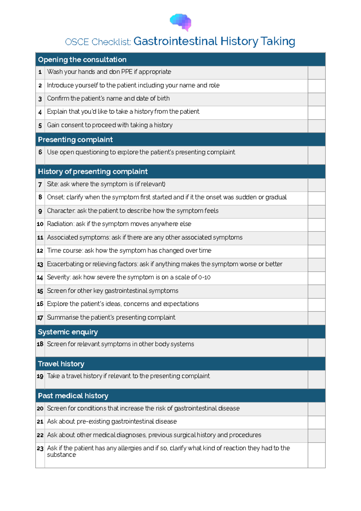 OSCE-Checklist-Gastrointestinal-History-Taking - OSCE Checklist ...