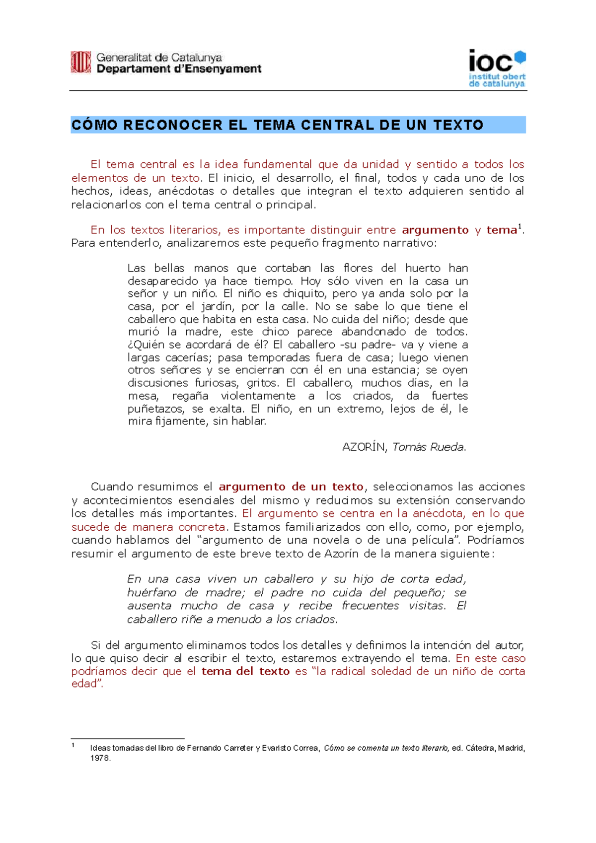 LENGUA CASTELLANA Y LITERATURA I: Cómo Reconocer el Tema Central de un ...