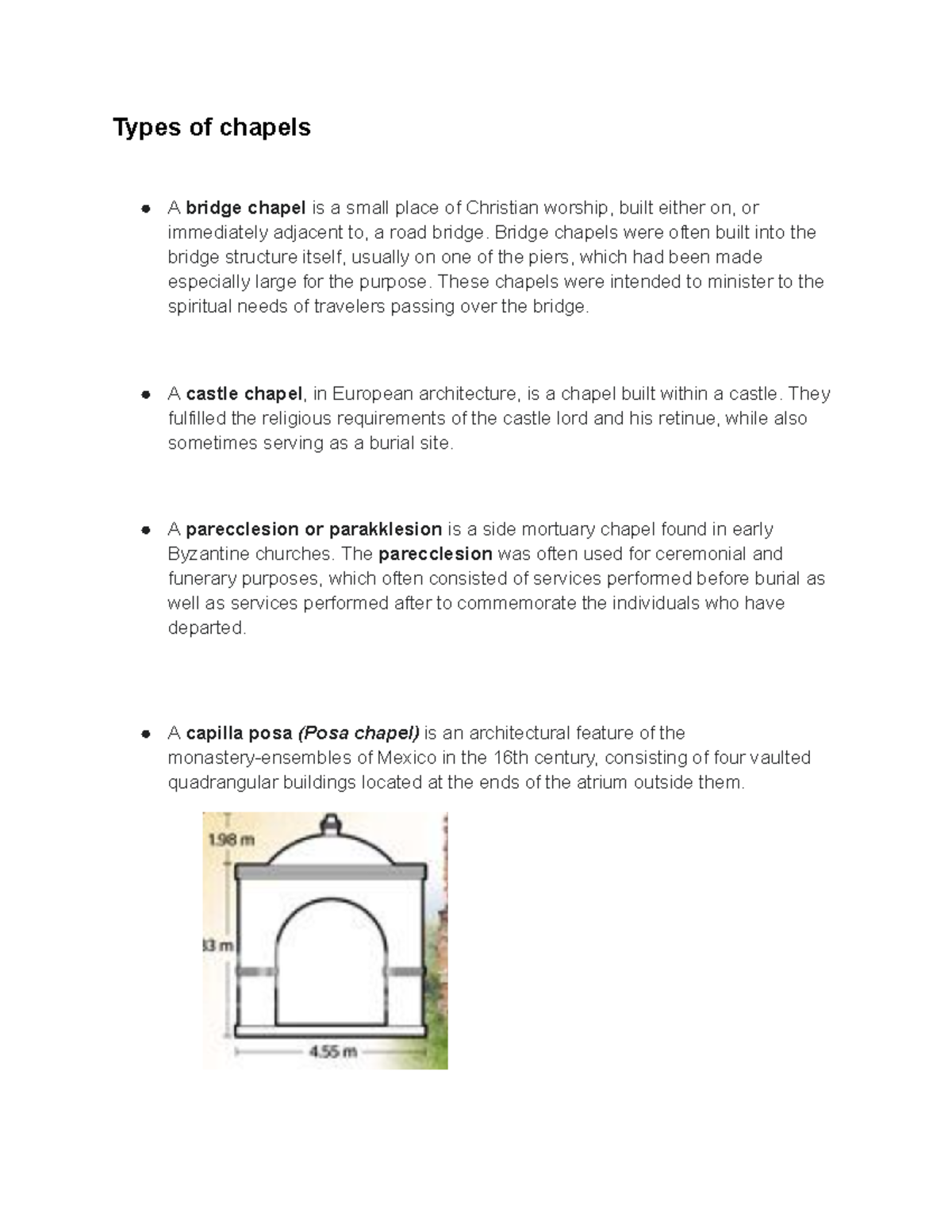 Types-of-chapels - nothing - Types of chapels A bridge chapel is a ...