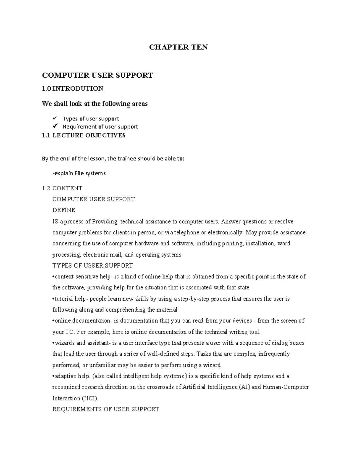 COMPUTER USER SUPPORT 101: Concepts and Troubleshooting Insights - Studocu