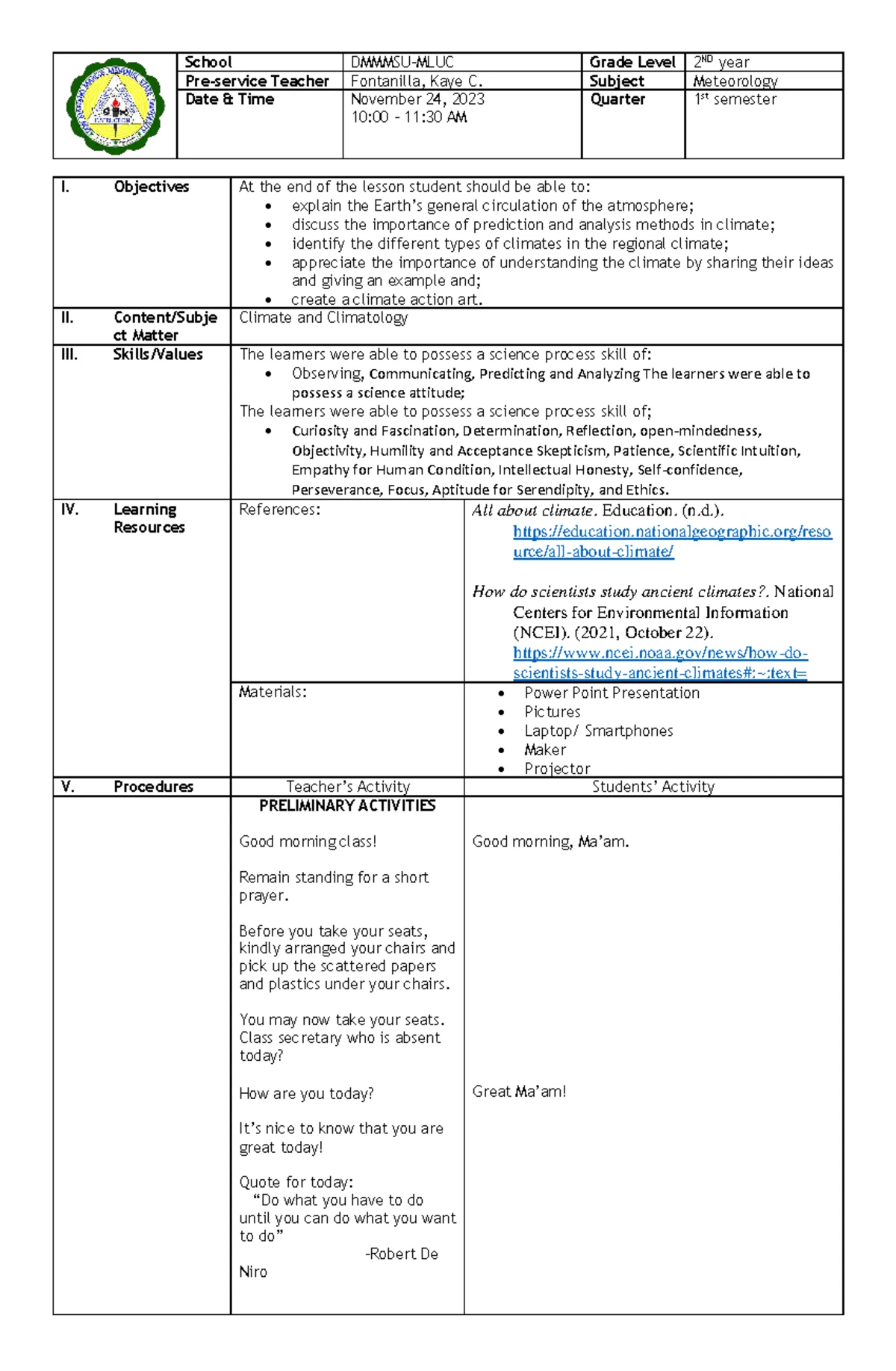 Detailed Lesson Plan: Kinds of Lines in Arts 3 - MAE - Studocu