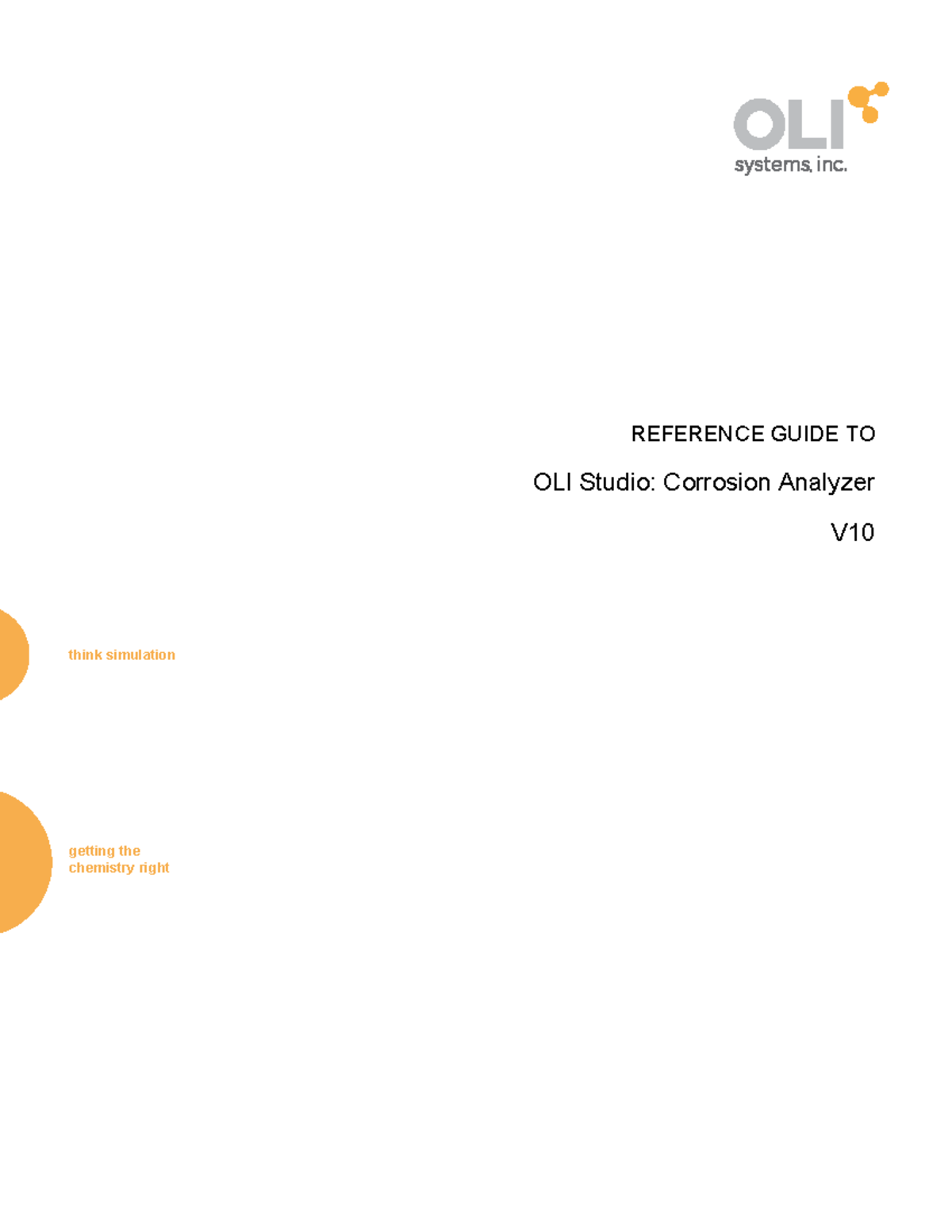 Reference guide to OLI Studio Corrosion Analyzer - think simulation ...