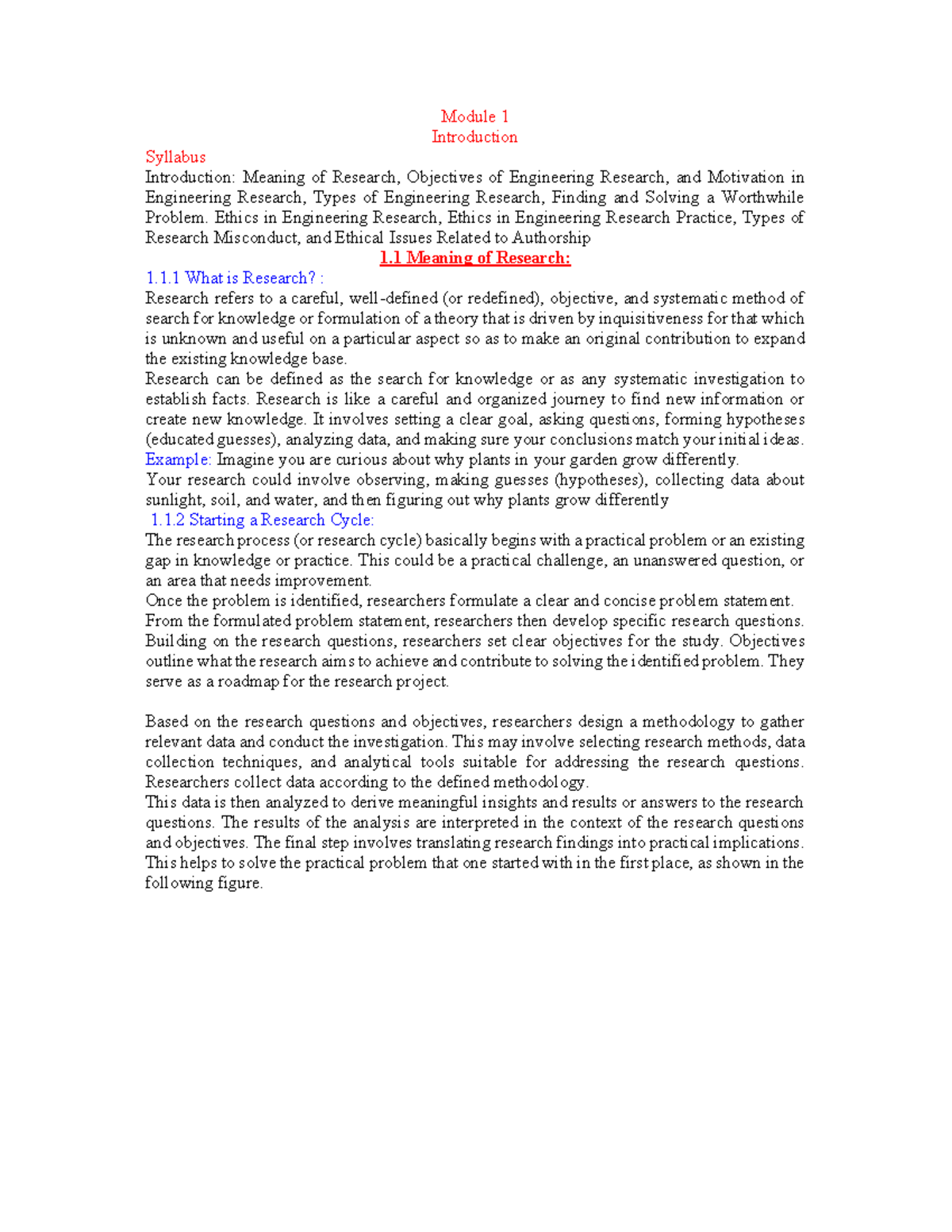 Module 1: Introduction to Engineering Research (Rmipr) - Studocu