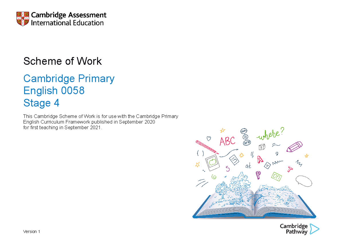0058 Cambridge Primary English Stage 4 Scheme of Work Overview - Studocu