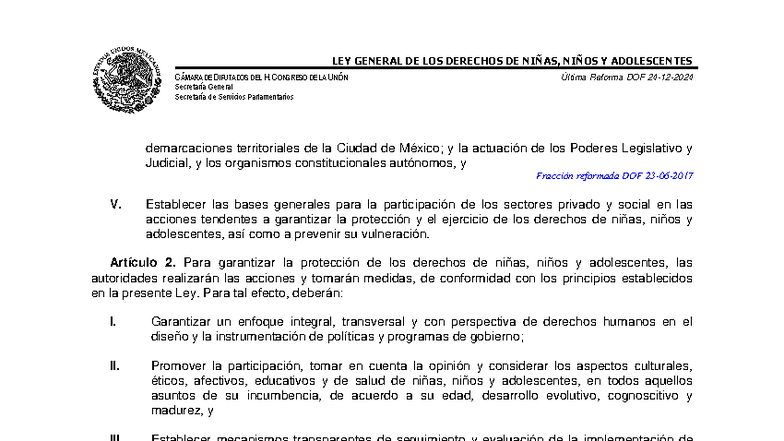 LEY GENERAL DE LOS DERECHOS DE NIÑAS, NIÑOS Y ADOLESCENTES - Lgnna ...