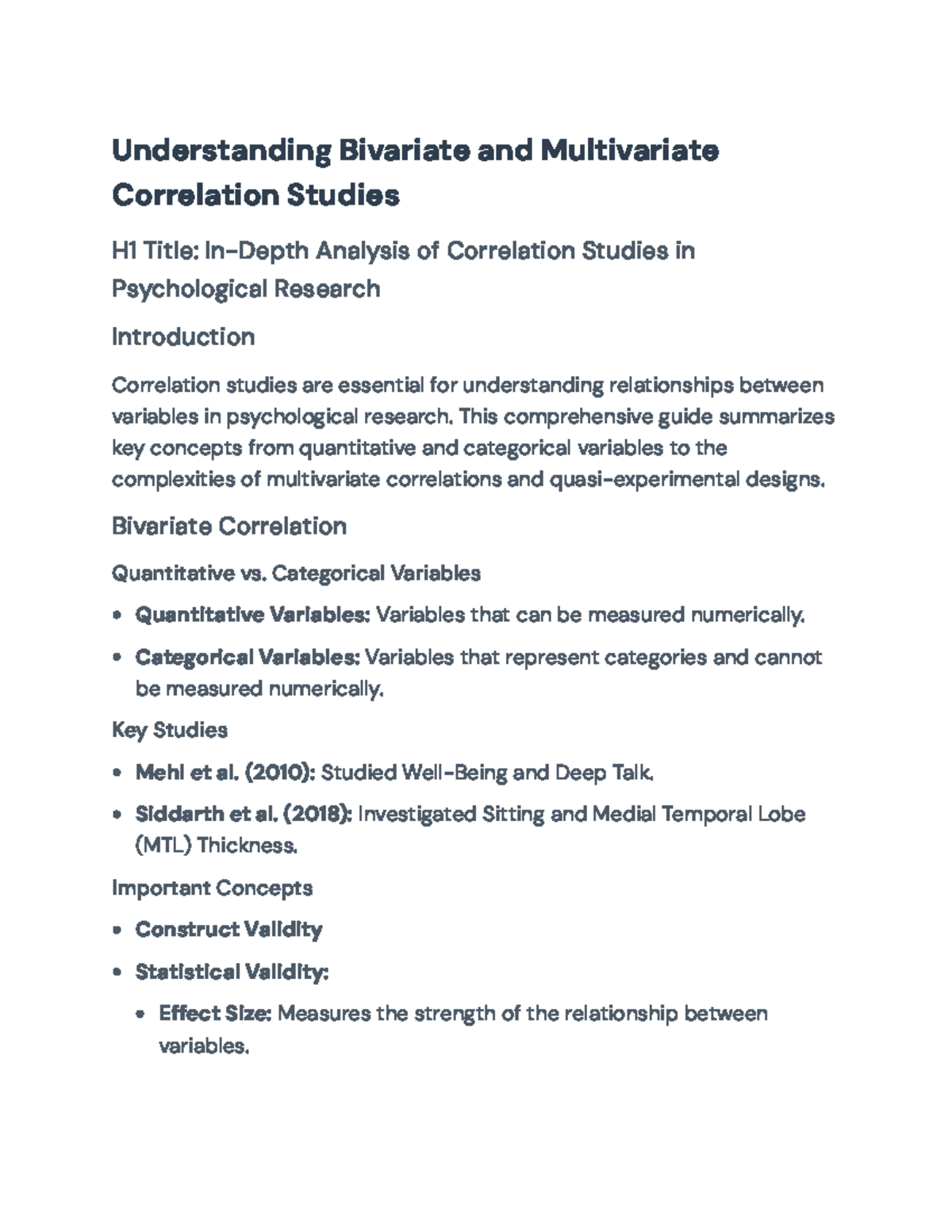 Understanding Bivariate & Multivariate Correlation Studies in PSY 101 ...