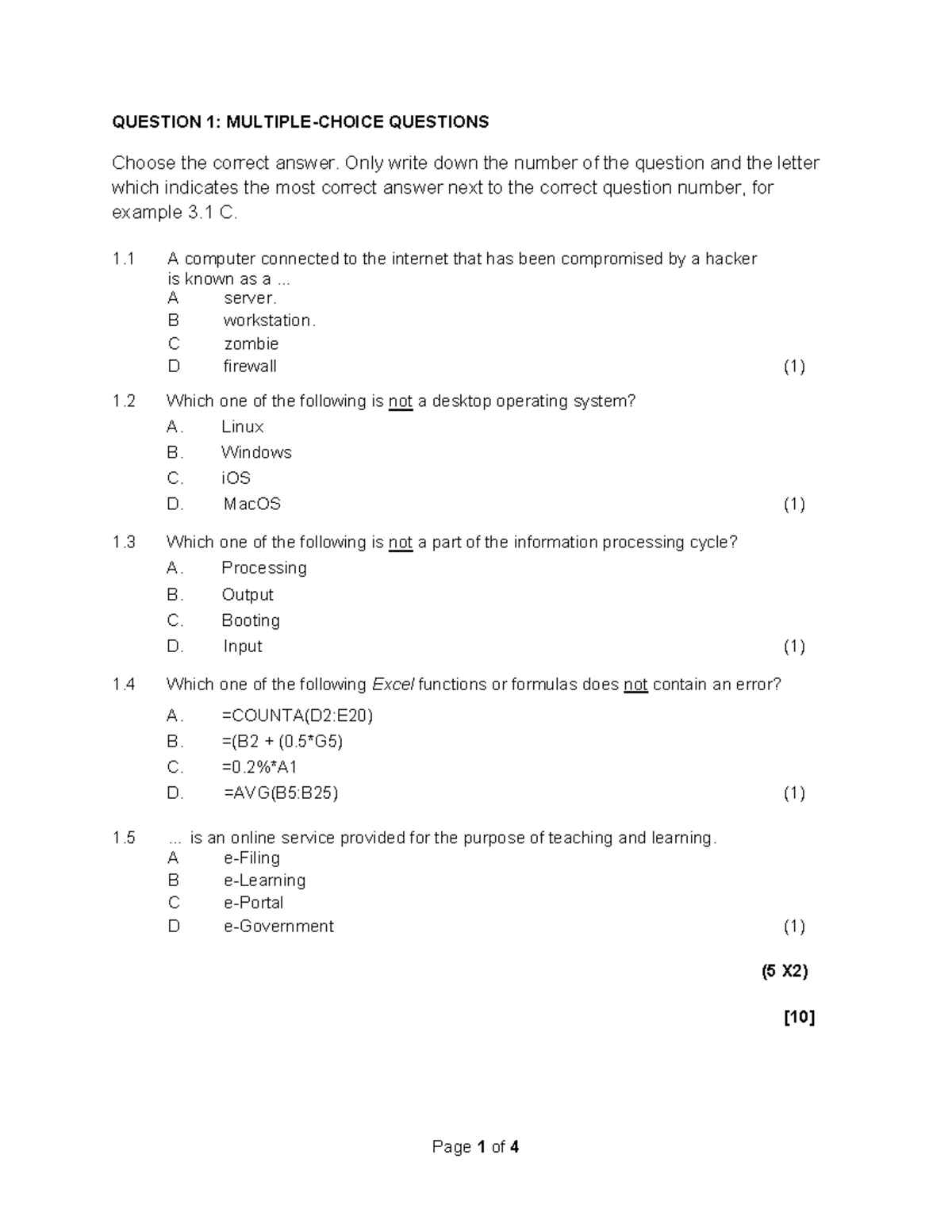 CAT Grade 10-1: Term 3 Questions & Answers Guide - Studocu