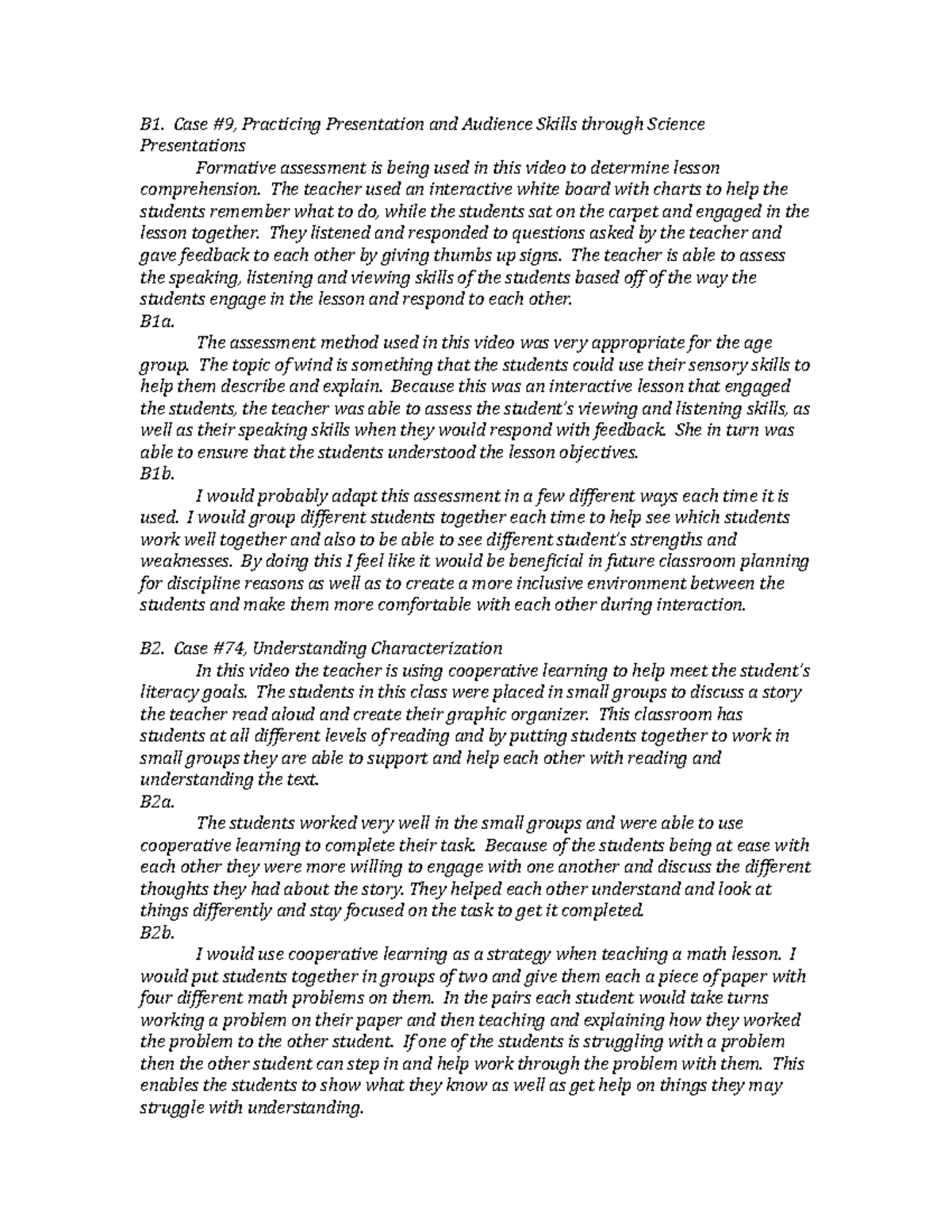 Psychology for Educators - C913 task - B1. Case #9, Practicing ...