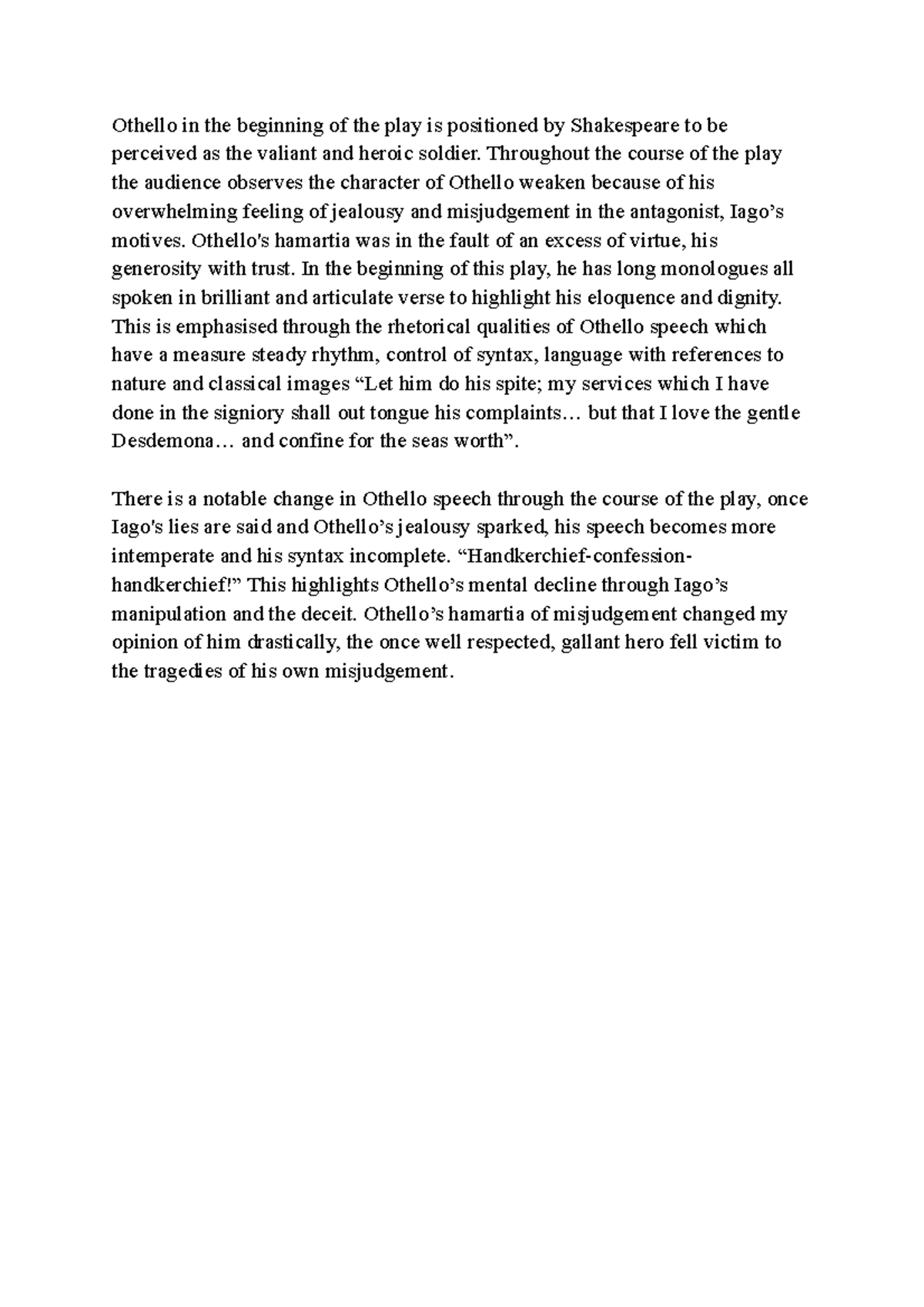 Othello-english booklet activity - Othello in the beginning of the play ...