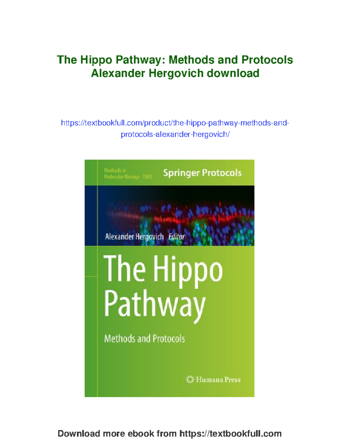 Methods in Molecular Biology 1893: The Hippo Pathway Protocols - Studocu