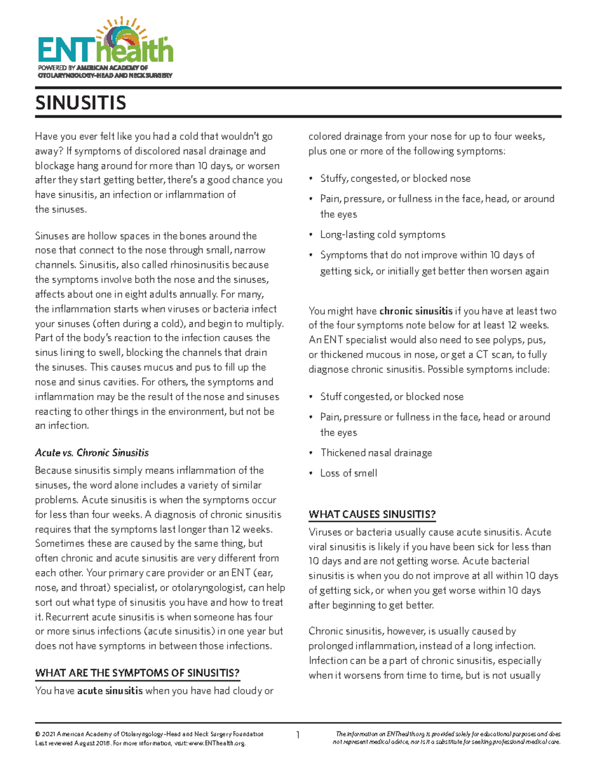 SINUSITIS 2021: Understanding Acute & Chronic Conditions - Studocu