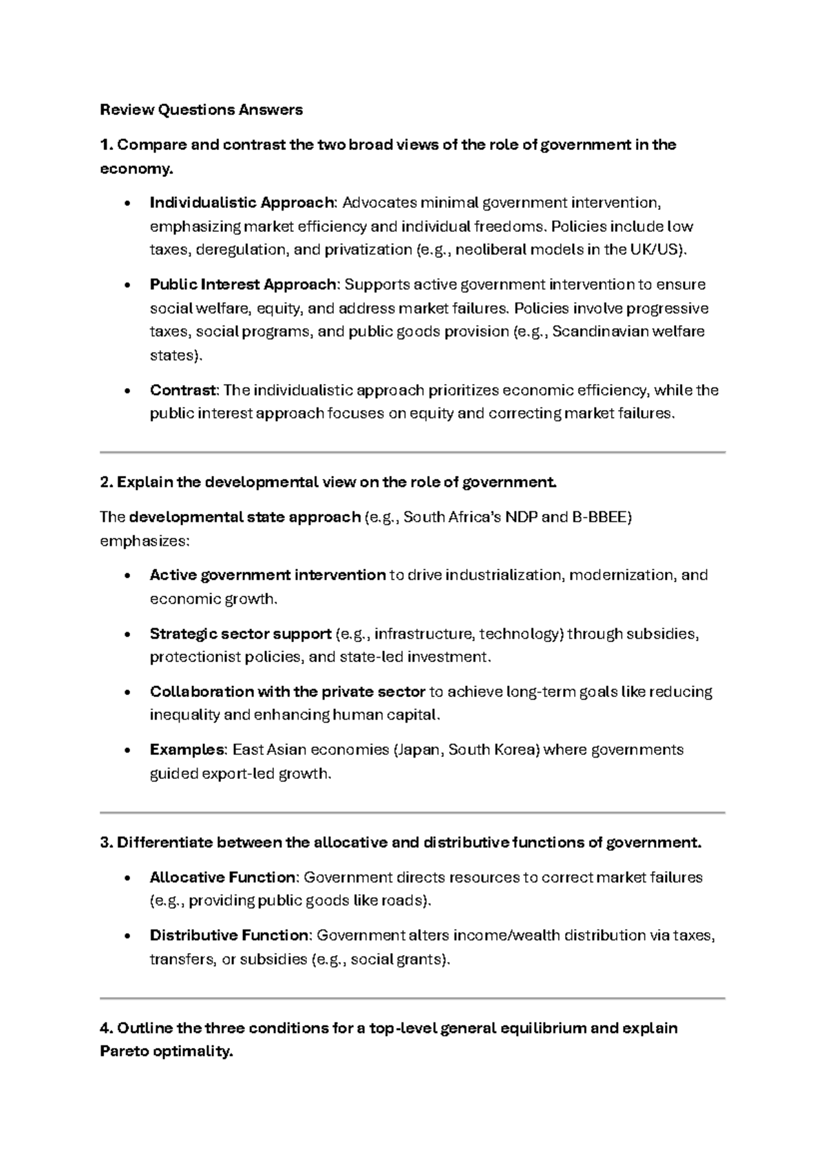 Test 1 Review Questions & Answers: Government Role in Economy - Studocu