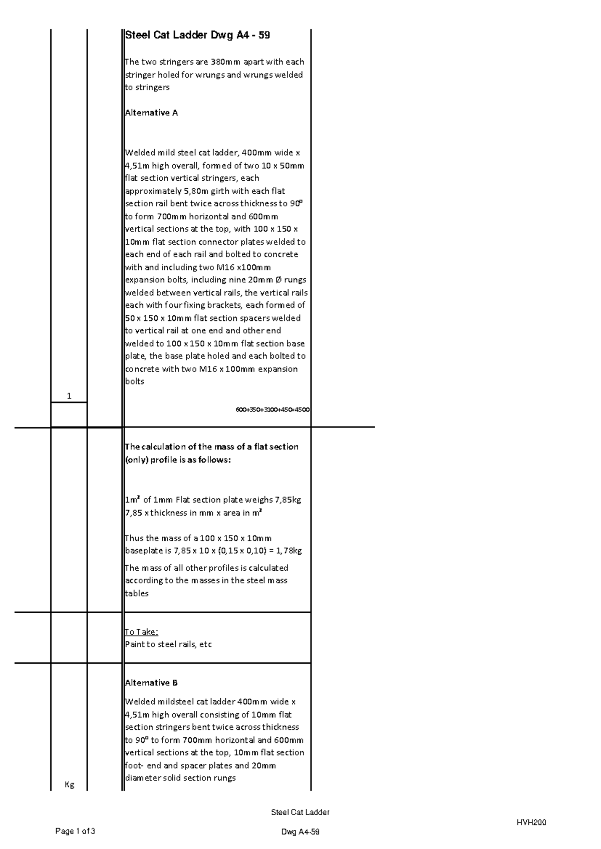 Steel Cat Ladder Design Dwg HVH200 - Detailed Specifications - Studocu