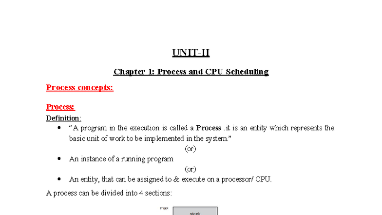 UNIT-2: Process and CPU Scheduling Concepts in Operating Systems - Studocu