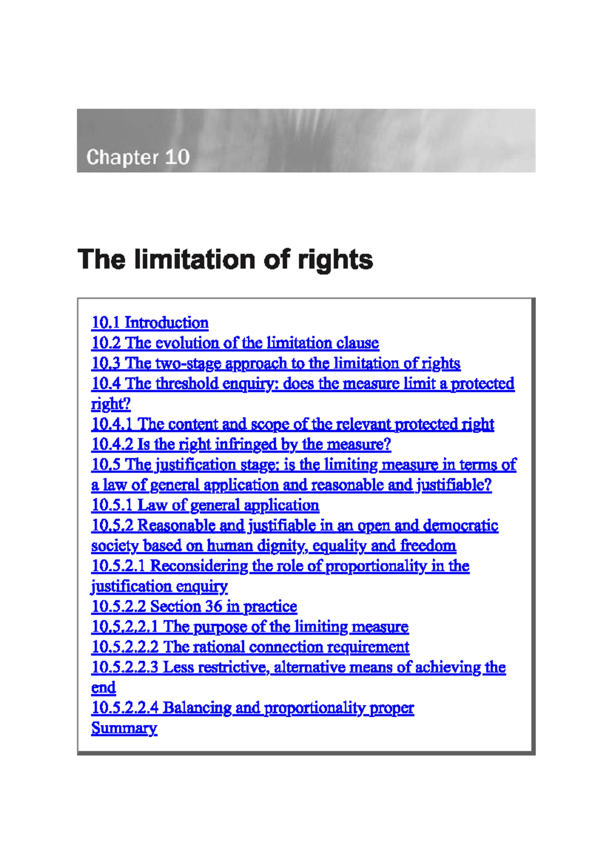 Chapter 10: The Limitation of Rights - Analysis and Justification (2014 ...