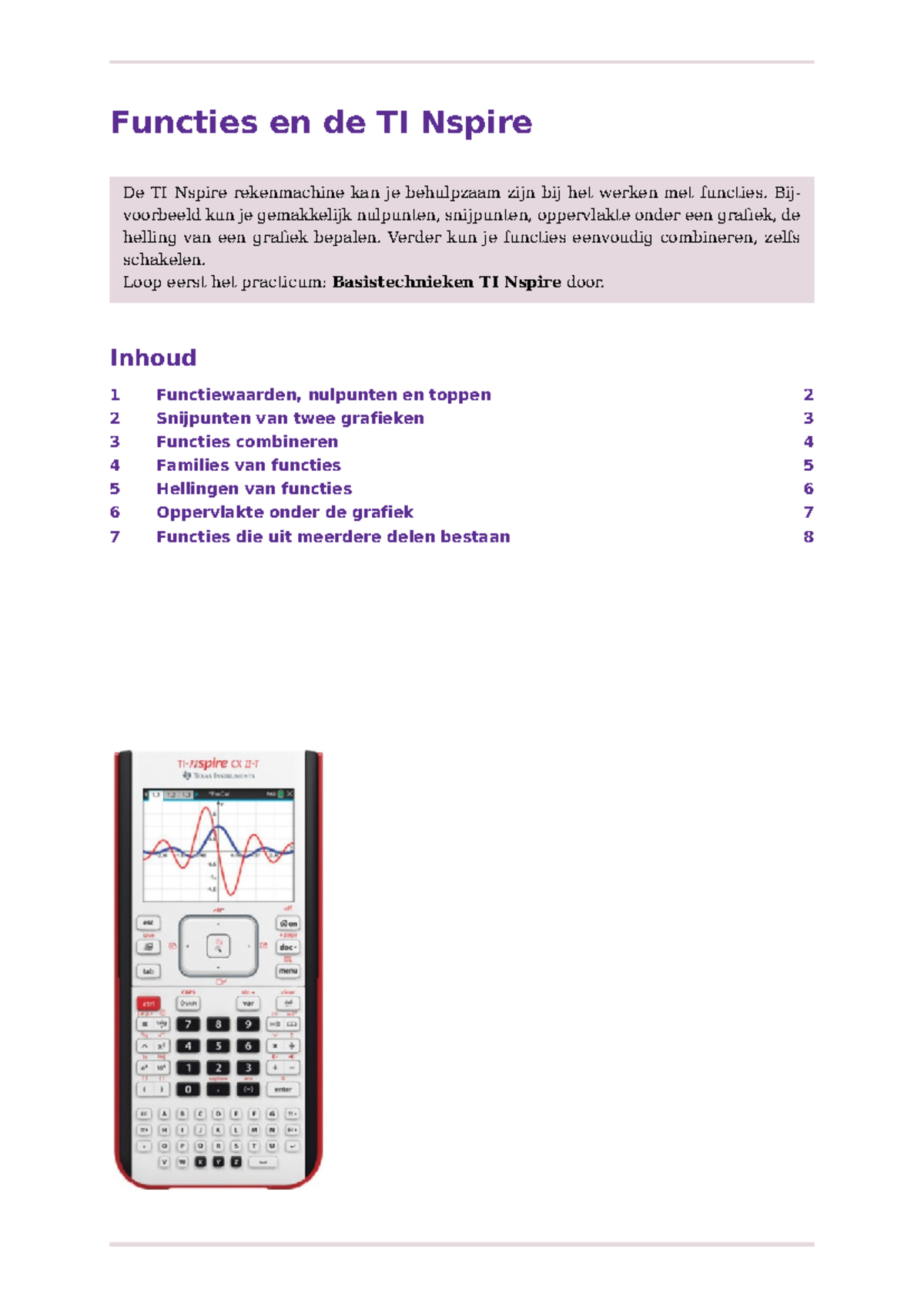 Functies en TI Nspire: Basistechnieken en Toepassingen (MATH4ALL ...