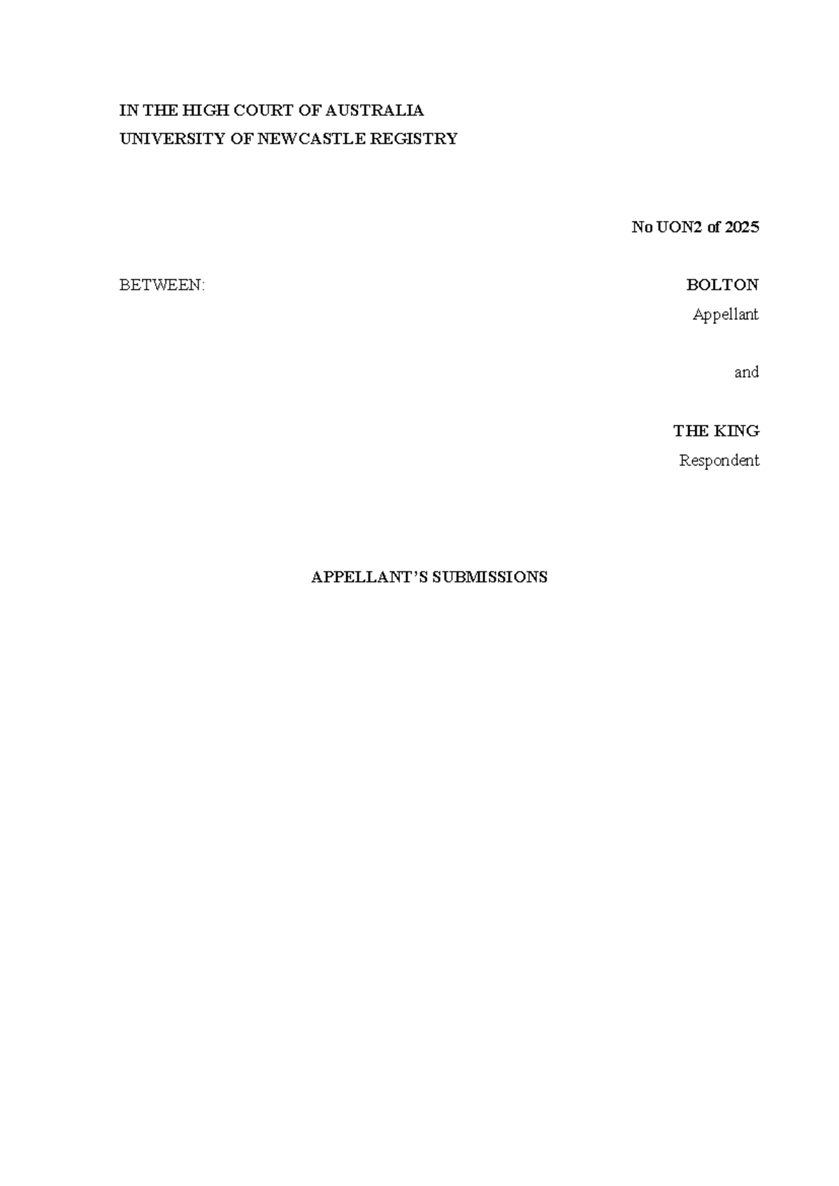 LAWS2030 LAWS6130 AT2 Appellant Moot Court Submissions Template - Studocu
