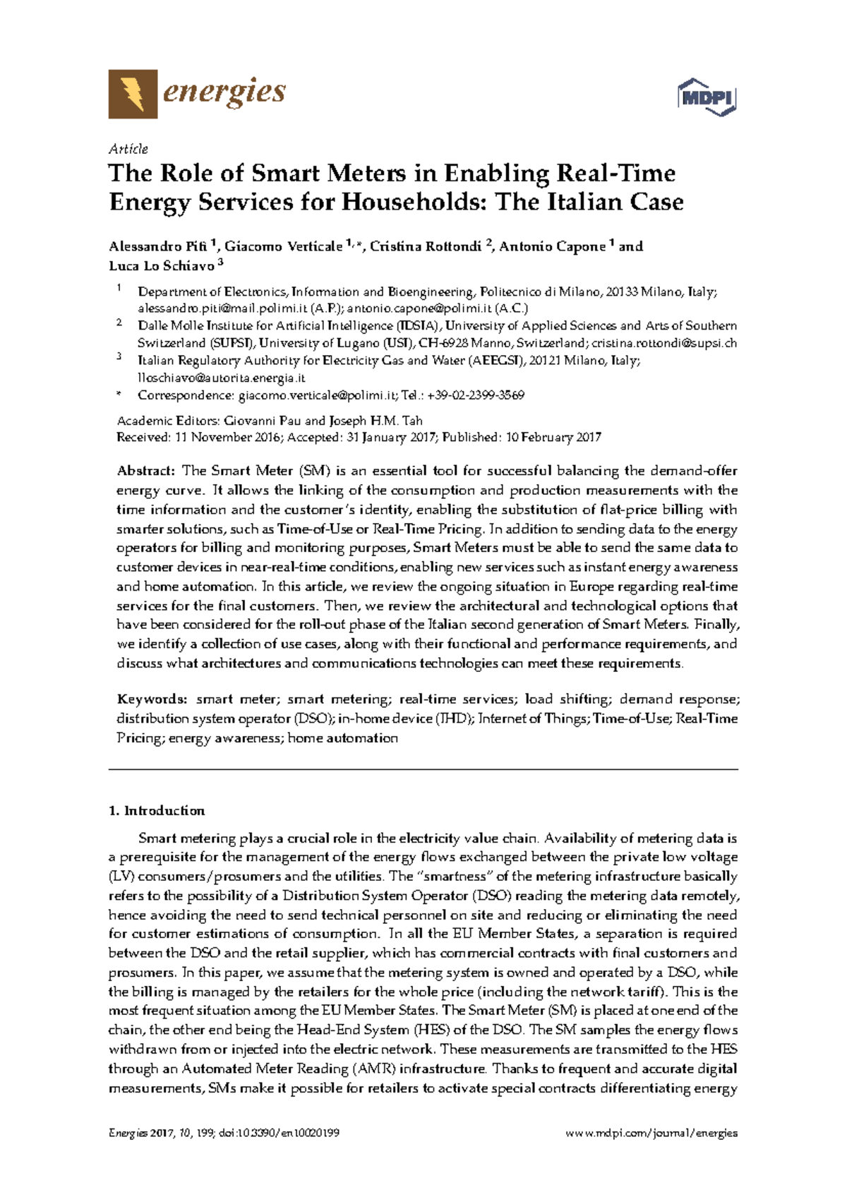 The Role of Smart Meters in Energy Services: Insights from Italy ...