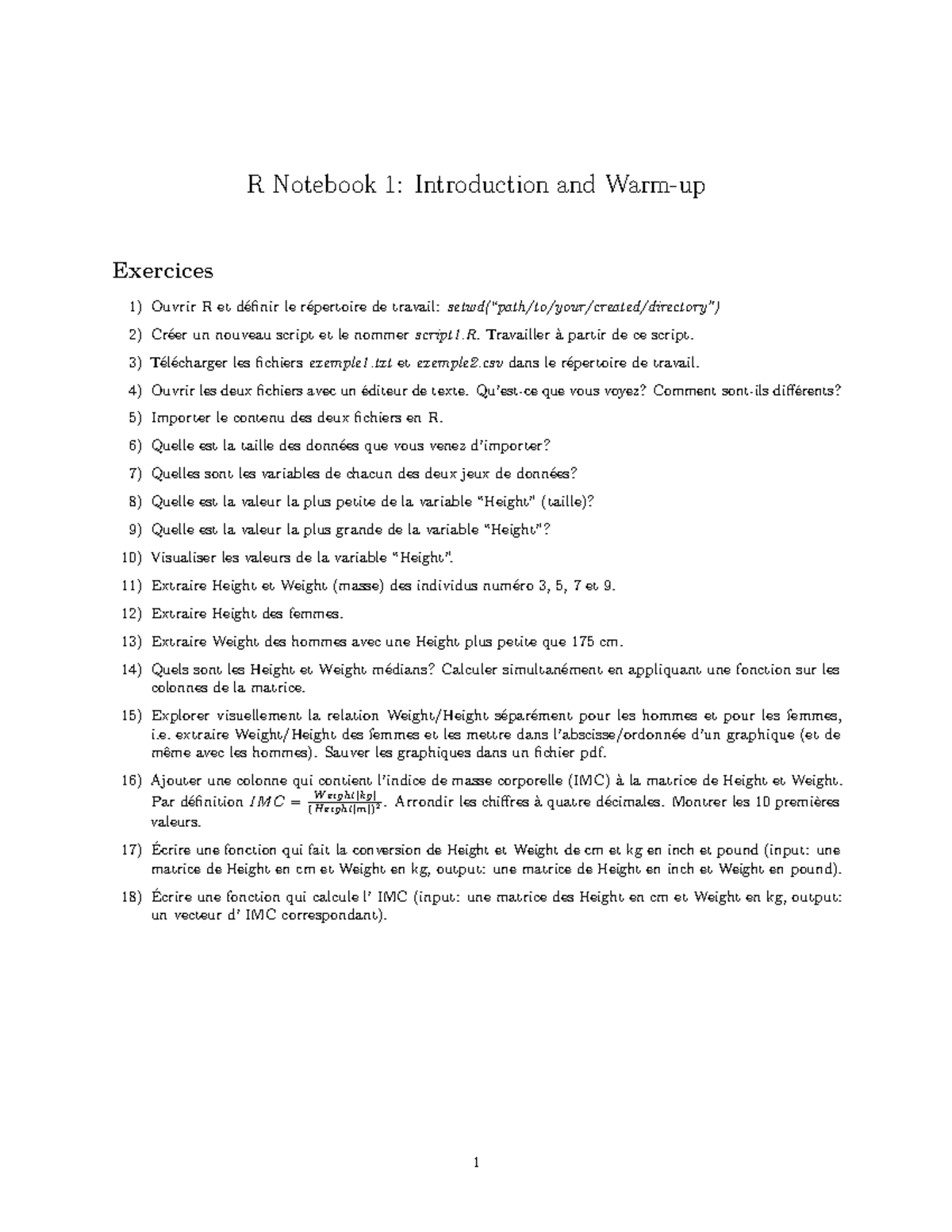 R1 E: Introduction and Warm-up Exercises in R Programming - Studocu
