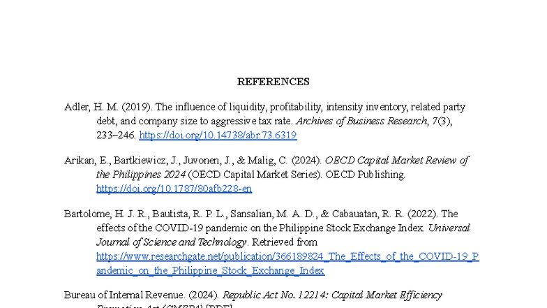 References for Research on Financial Markets and Taxation - Studocu