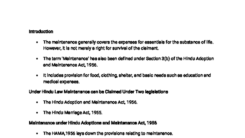 HINDU LAW: Maintenance Under HAMA & HMA - Key Provisions and Case ...