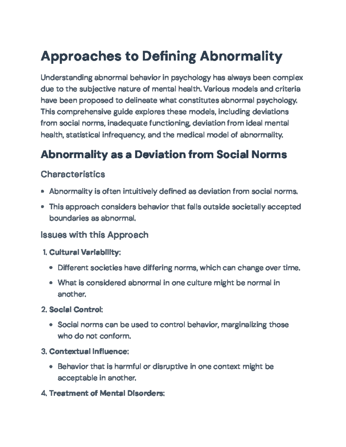 Exploring Models of Abnormality: A Comprehensive Guide (PSY-101 ...