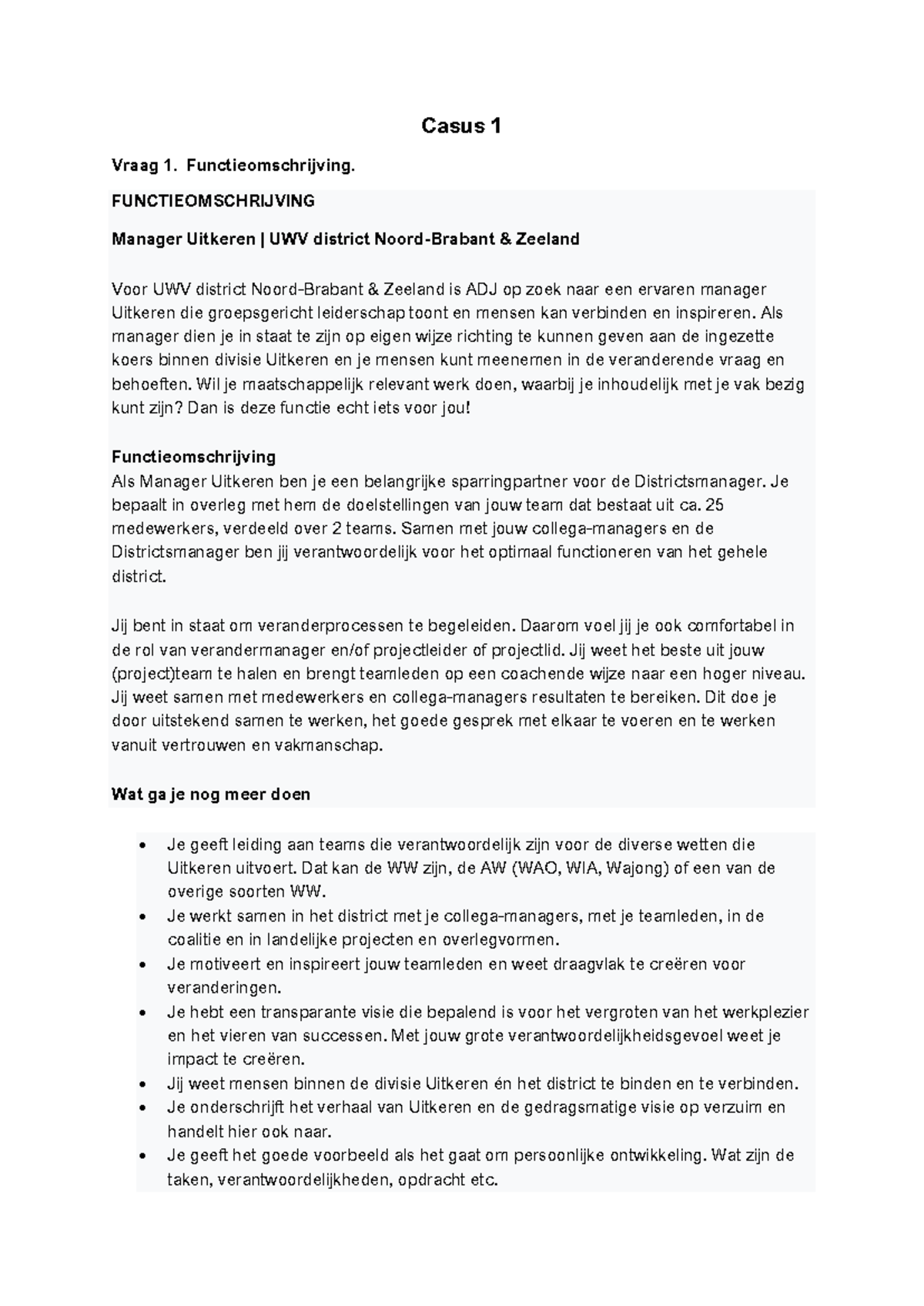 Individuele Opdracht GIO 3: Functieomschrijving en Motivatieanalyse ...