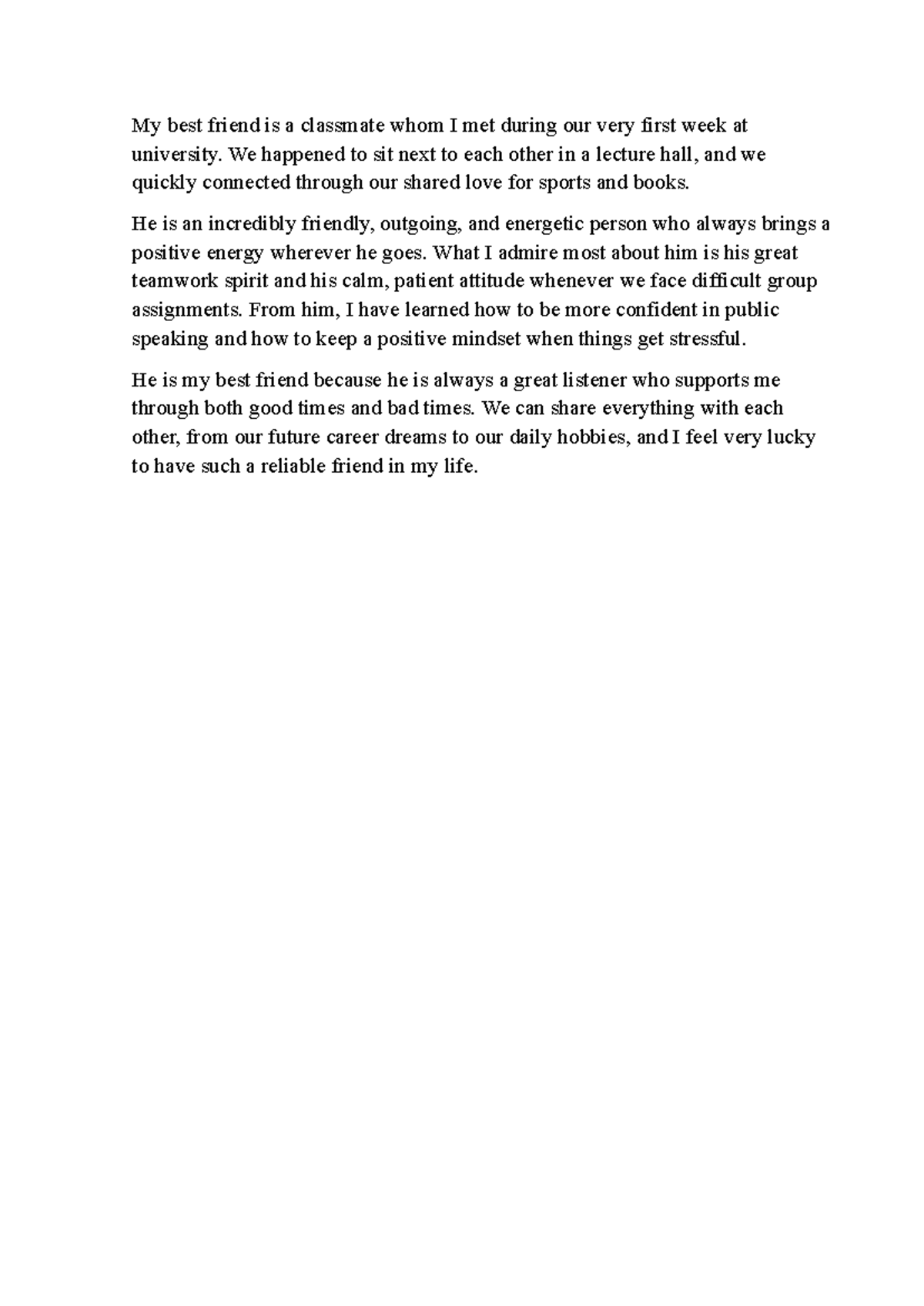 Unit 2: My Best Friend and Classmate Experience - Studocu