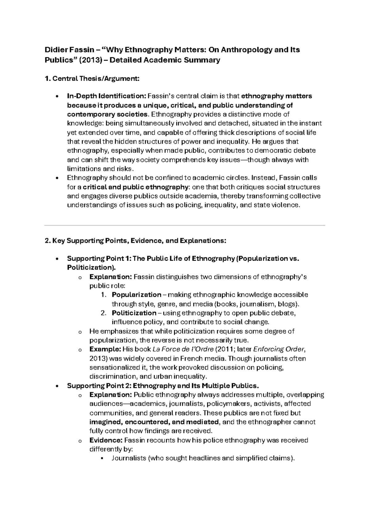 Didier Fassin: Why Ethnography Matters - A Detailed Summary (2013 ...
