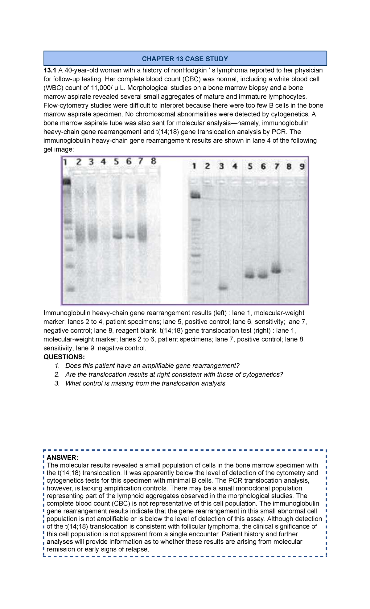 Chapter 13 Case Study: Non-Hodgkin Lymphoma & Related Conditions - Studocu