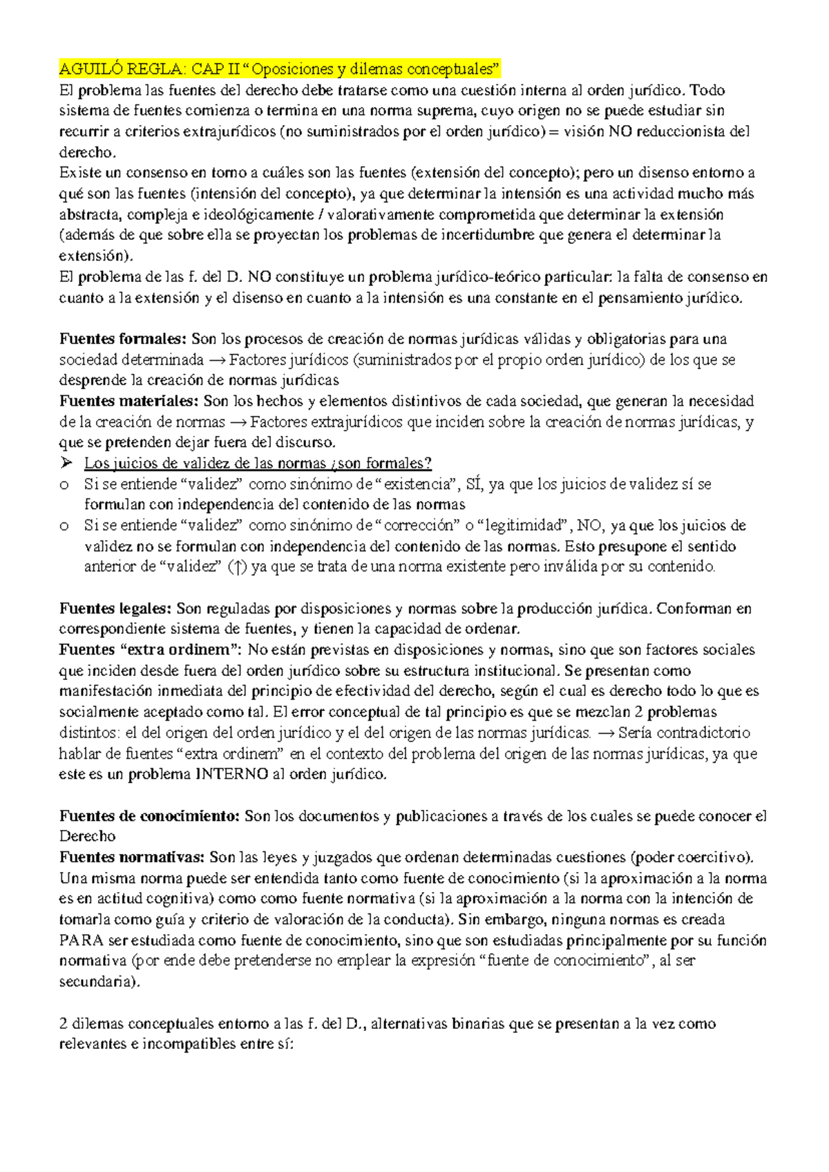 AGUILÓ REGLA: Resumen de la Teoría General del Derecho y Fuentes - Studocu