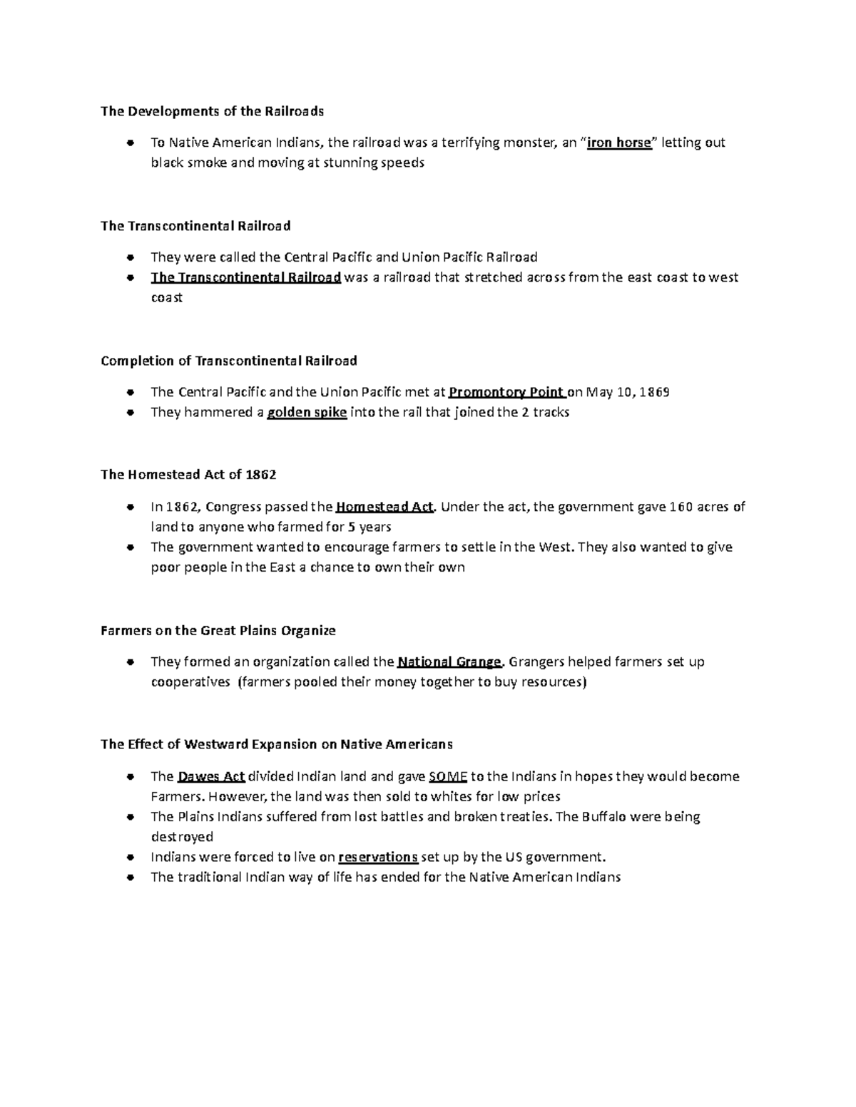 HIST 101: Notes on Westward Expansion and Its Impact on Native ...
