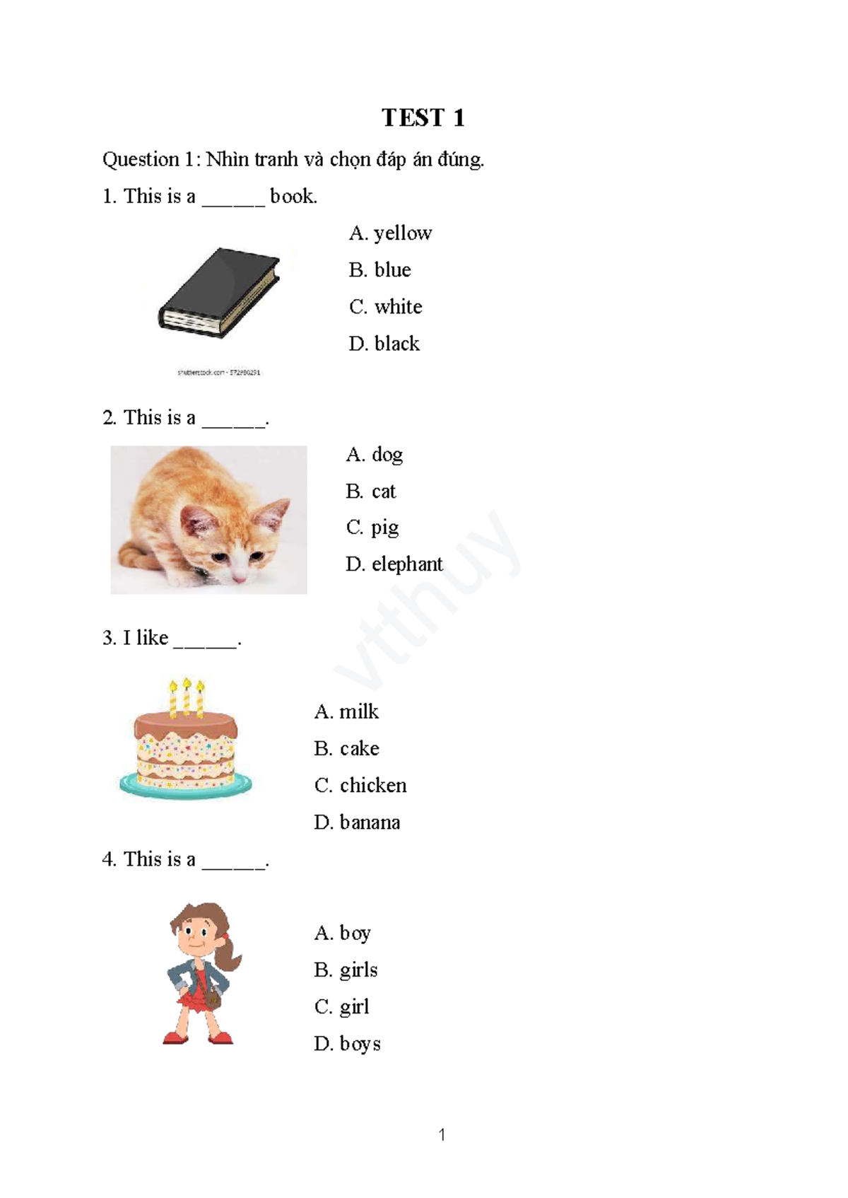 TEST TIẾNG ANH 1 - Quiz for Kids on Lesson 1 - Studocu
