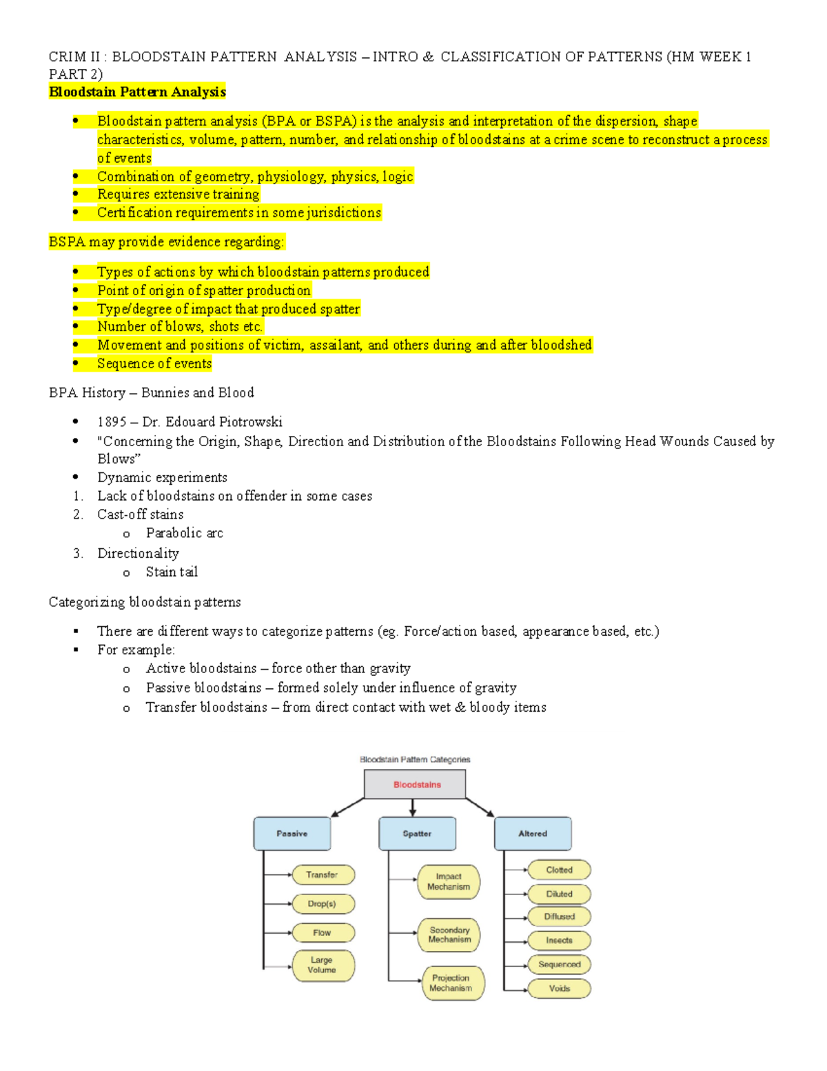 BSPA Lecture Notes: Understanding Bloodstain Pattern Analysis - Studocu