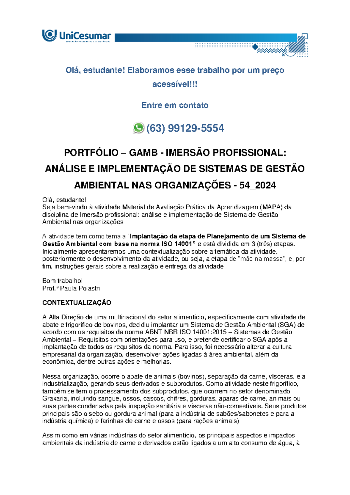 Definição e Análise dos Aspectos e Impactos Ambientais - GAMB 5 4_2024 ...