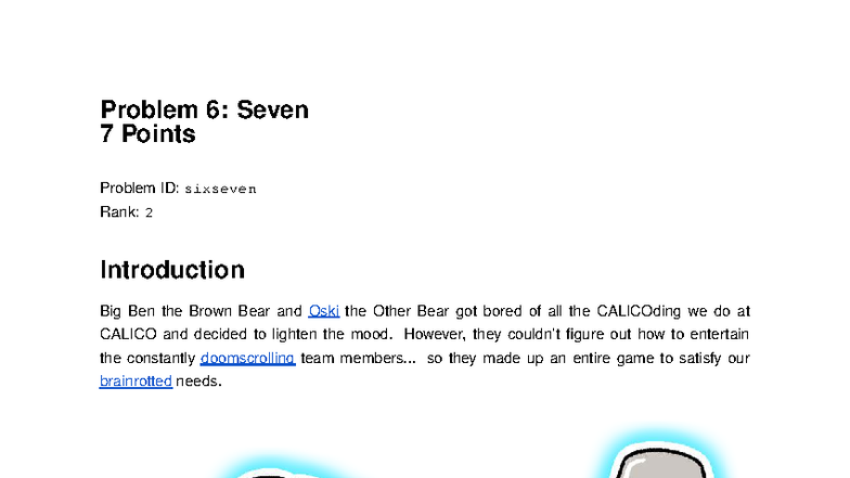 CALICO 2025 Fall Competition: Problem 6 - Seven 7 Points - Studocu