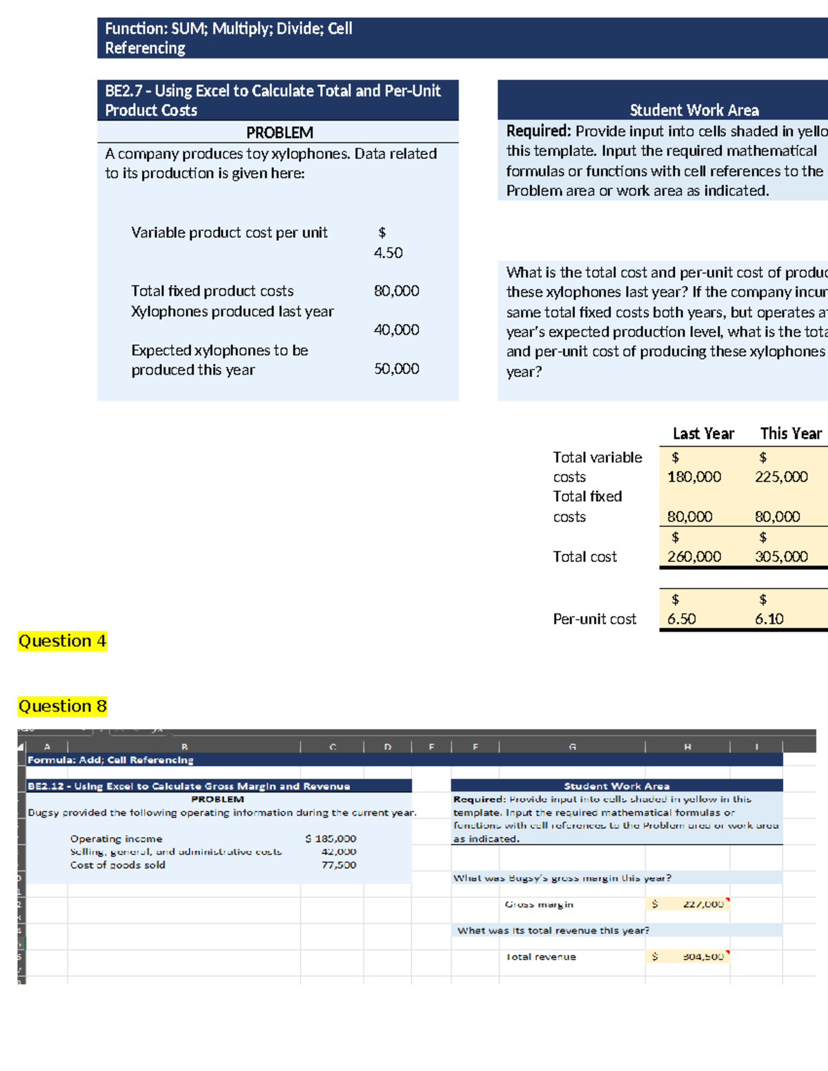 Module 1 Problem Set: Excel Calculations for Product Costs - Studocu