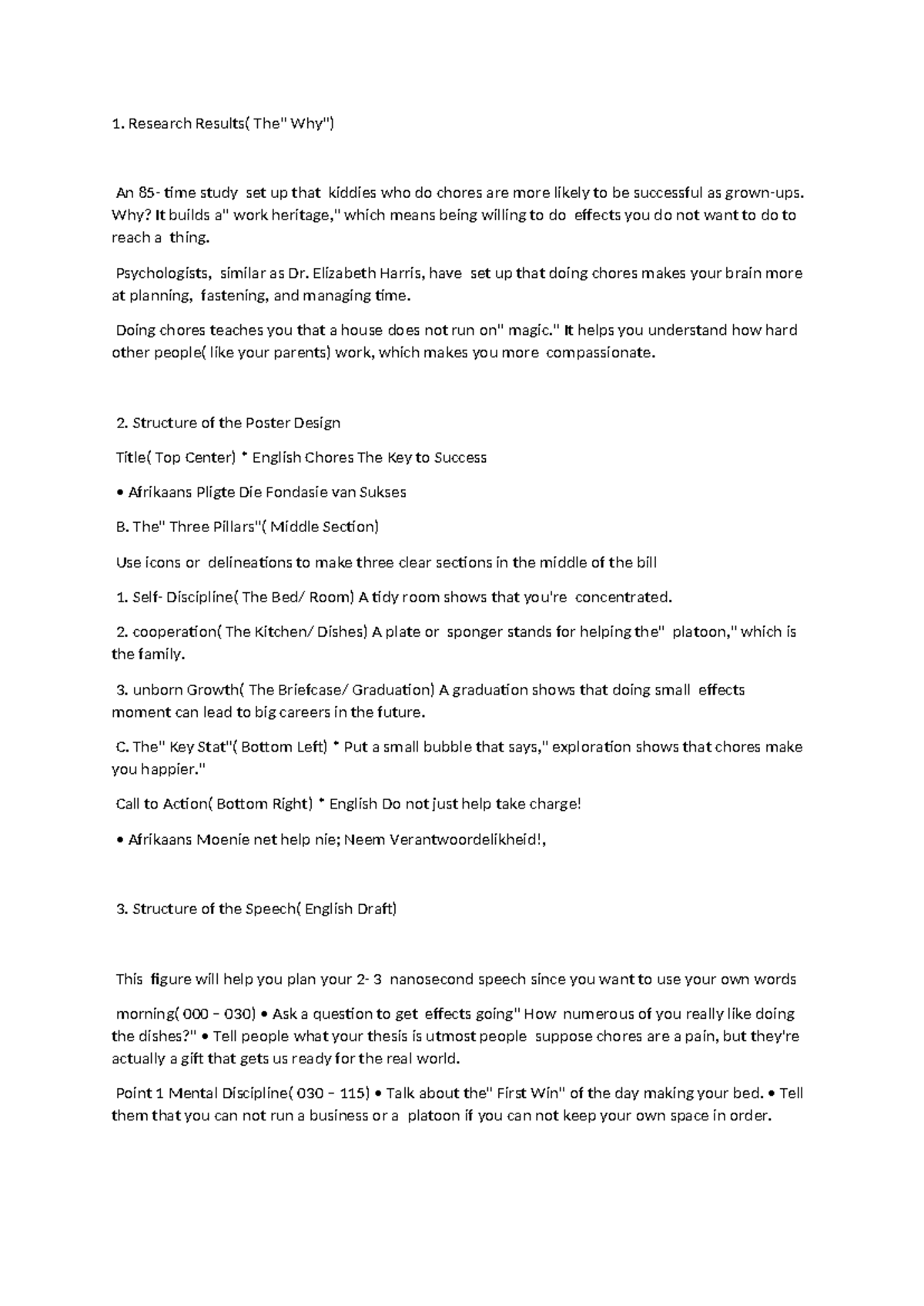 Afrikaans Speech Term 2: Chores as the Key to Success - Studocu