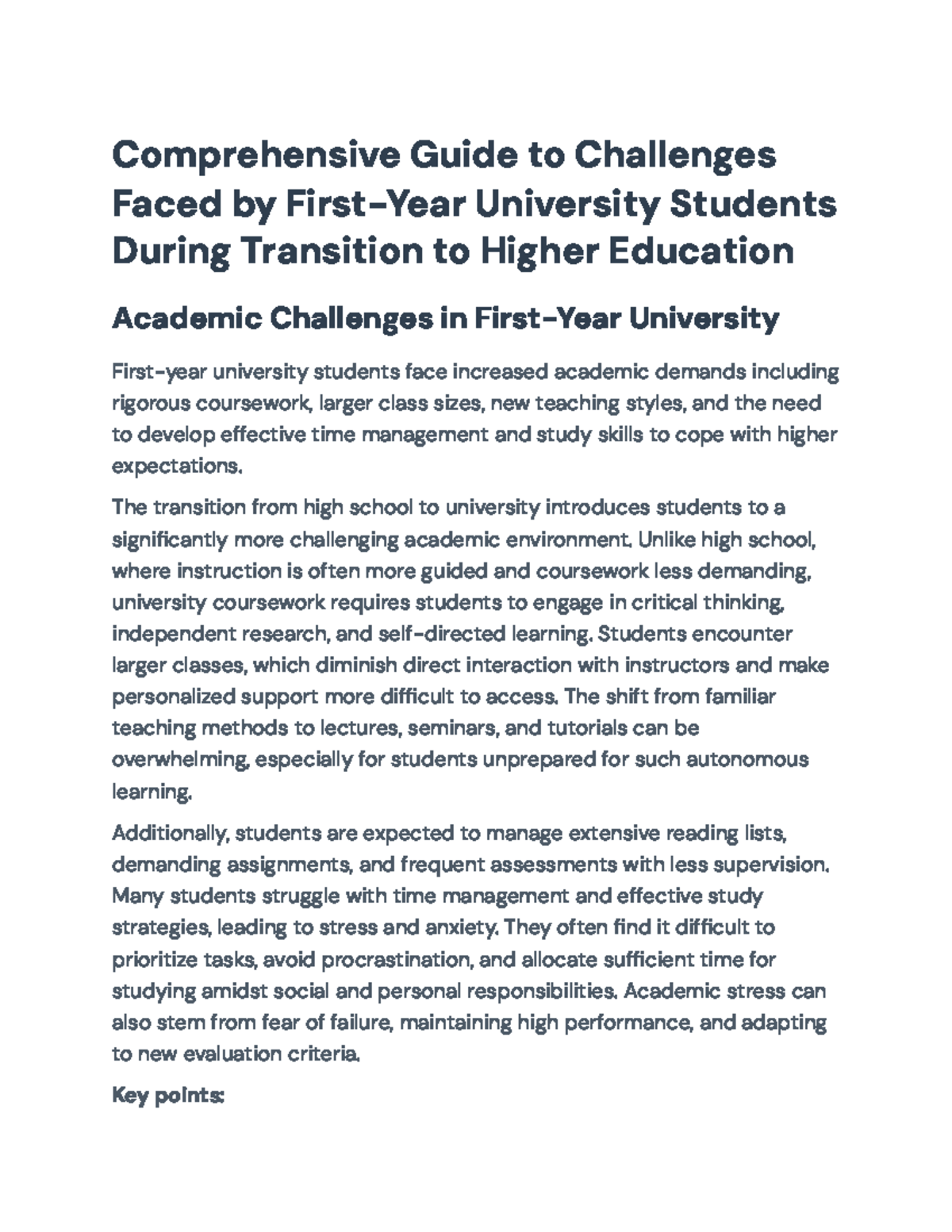 Comprehensive Guide to First-Year University Student Transition ...