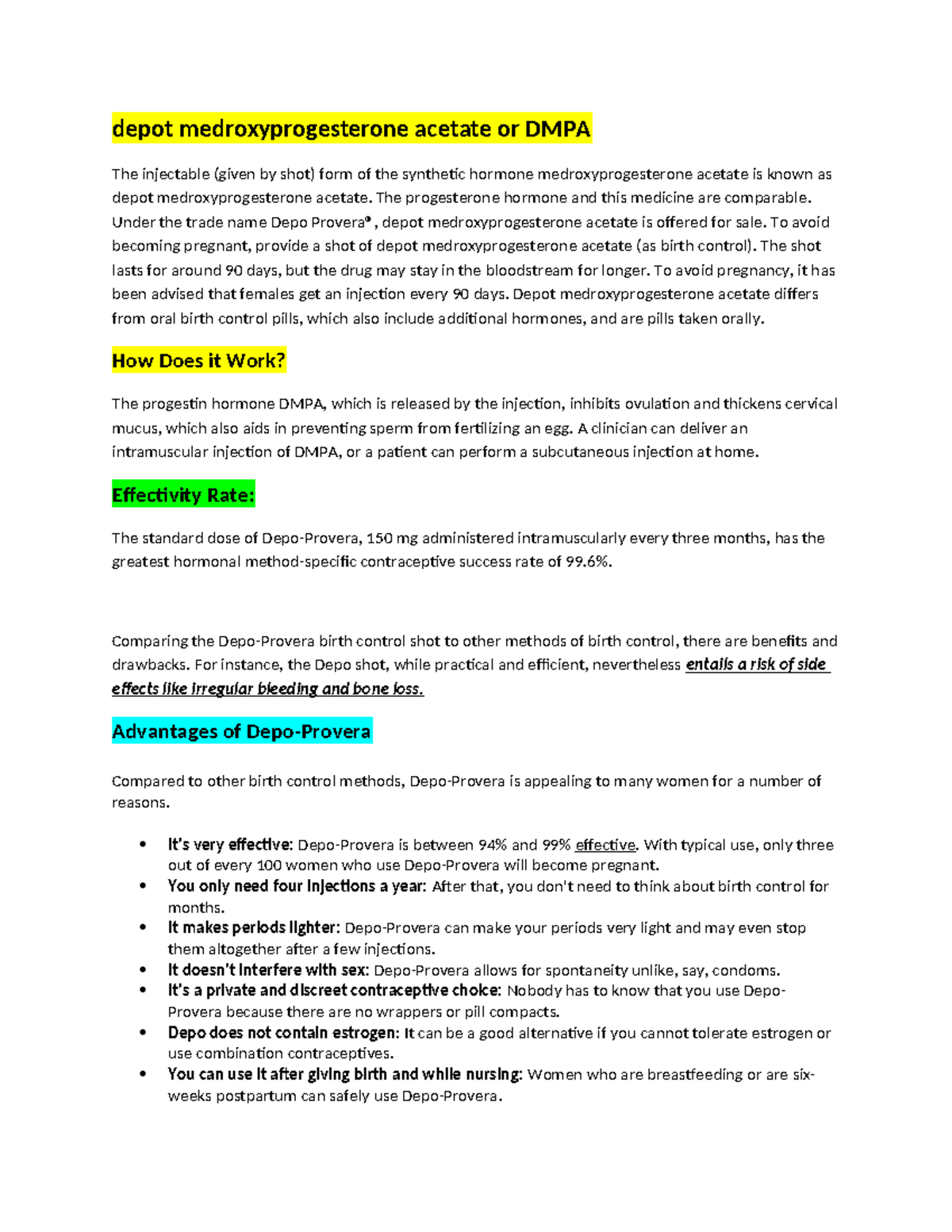DMPA AND Diapghram - Khyle - depot medroxyprogesterone acetate or DMPA ...