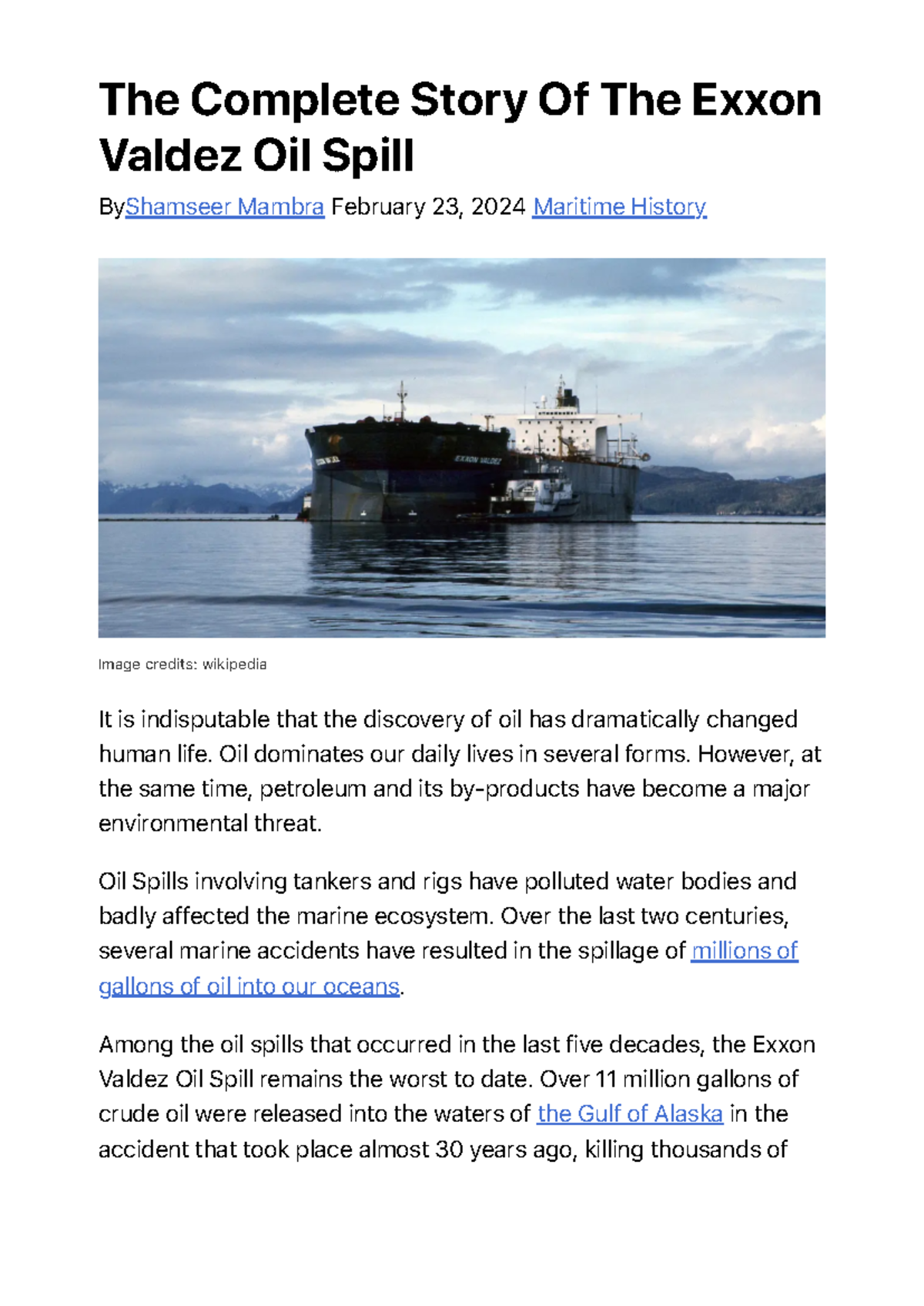 Exxon Valdez Oil Spill: A Comprehensive Analysis (Maritime History ...