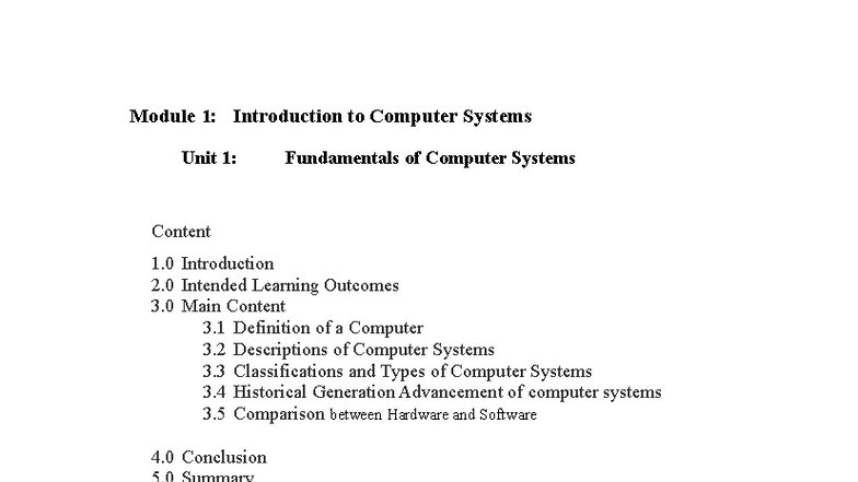 Module 1: Intro to Computer Systems - Fundamentals & Concepts - Studocu