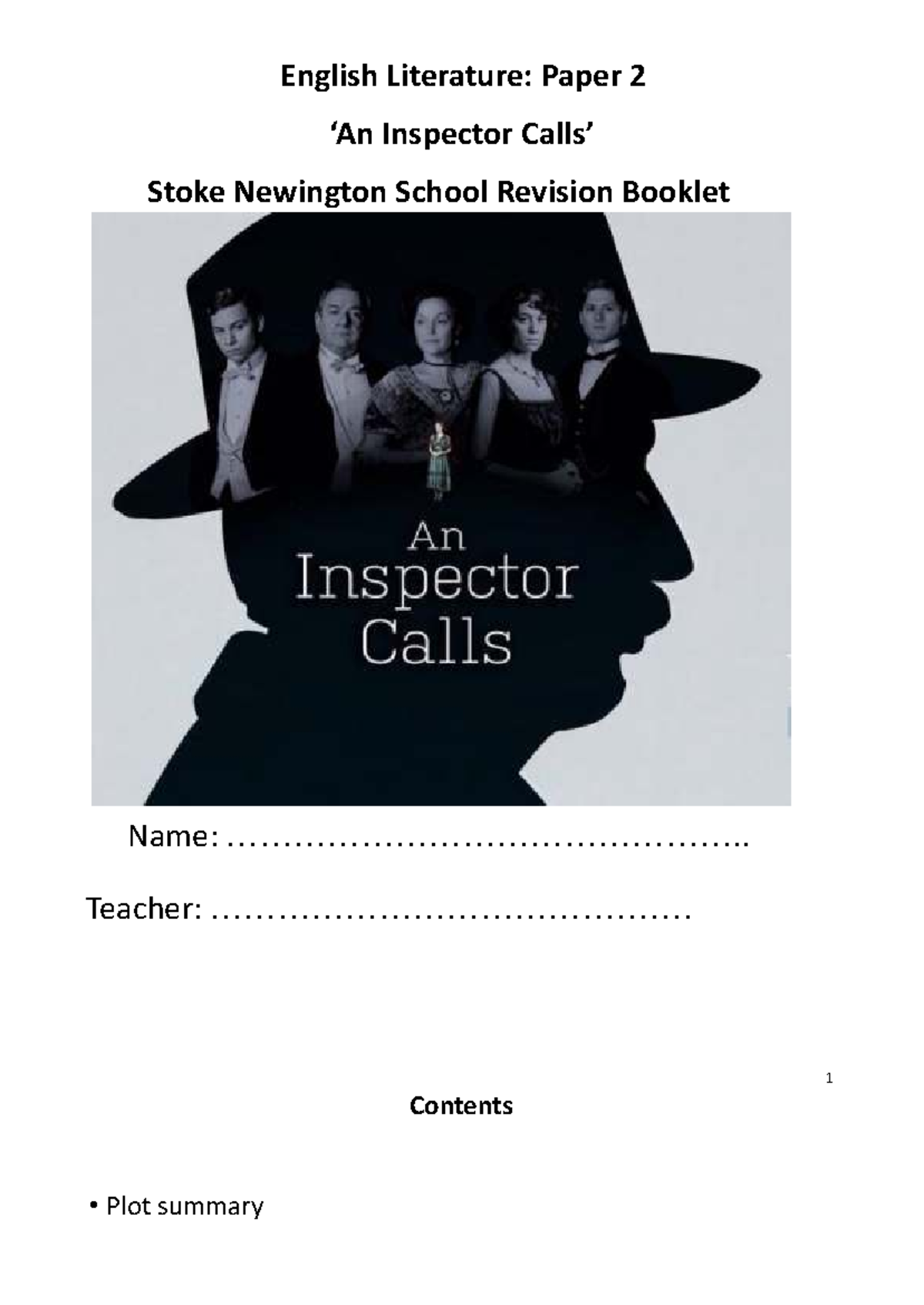 AQA English Literature: 'An Inspector Calls' Revision Guide - Studocu