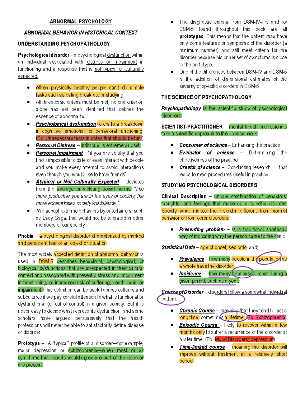 Abpsych Summary: Key Concepts in Abnormal Psychology Review - Studocu
