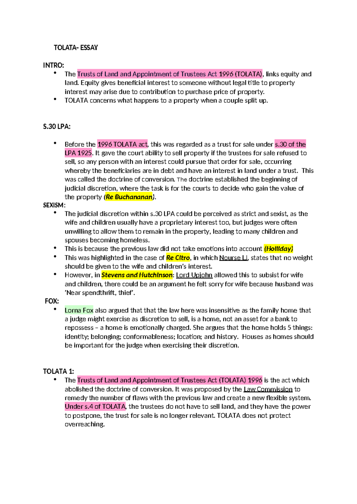TOLATA 1996: Analyzing Trusts of Land and Judicial Discretion in Equity ...