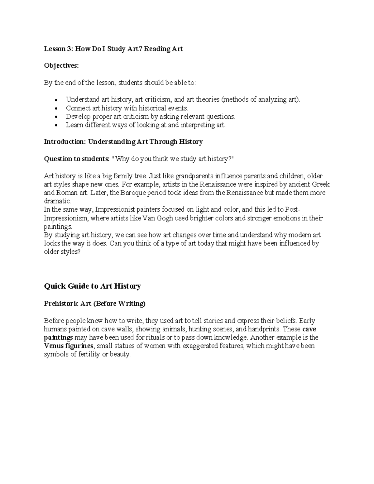 GALS 101: Lesson 3 - Understanding Art Through History and Criticism ...