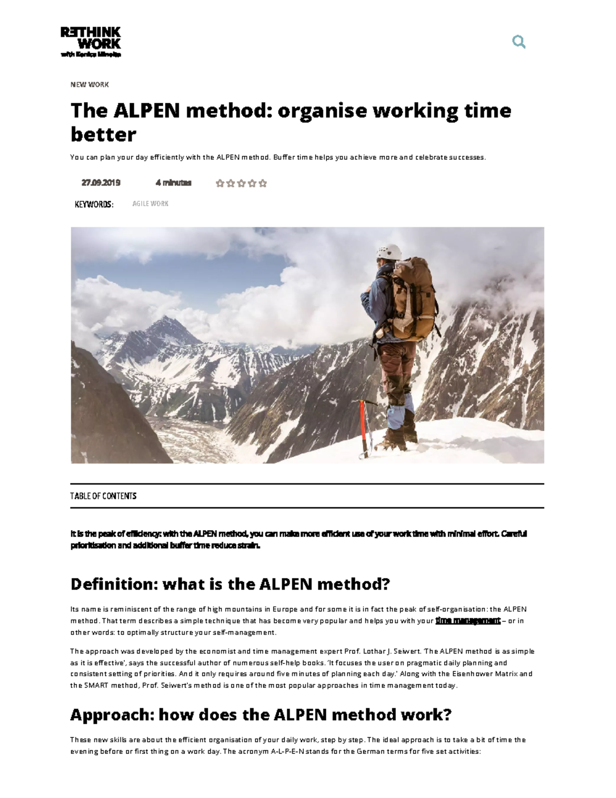 Alpen method manage the work day more efficiently Konica Minolta - NEW ...