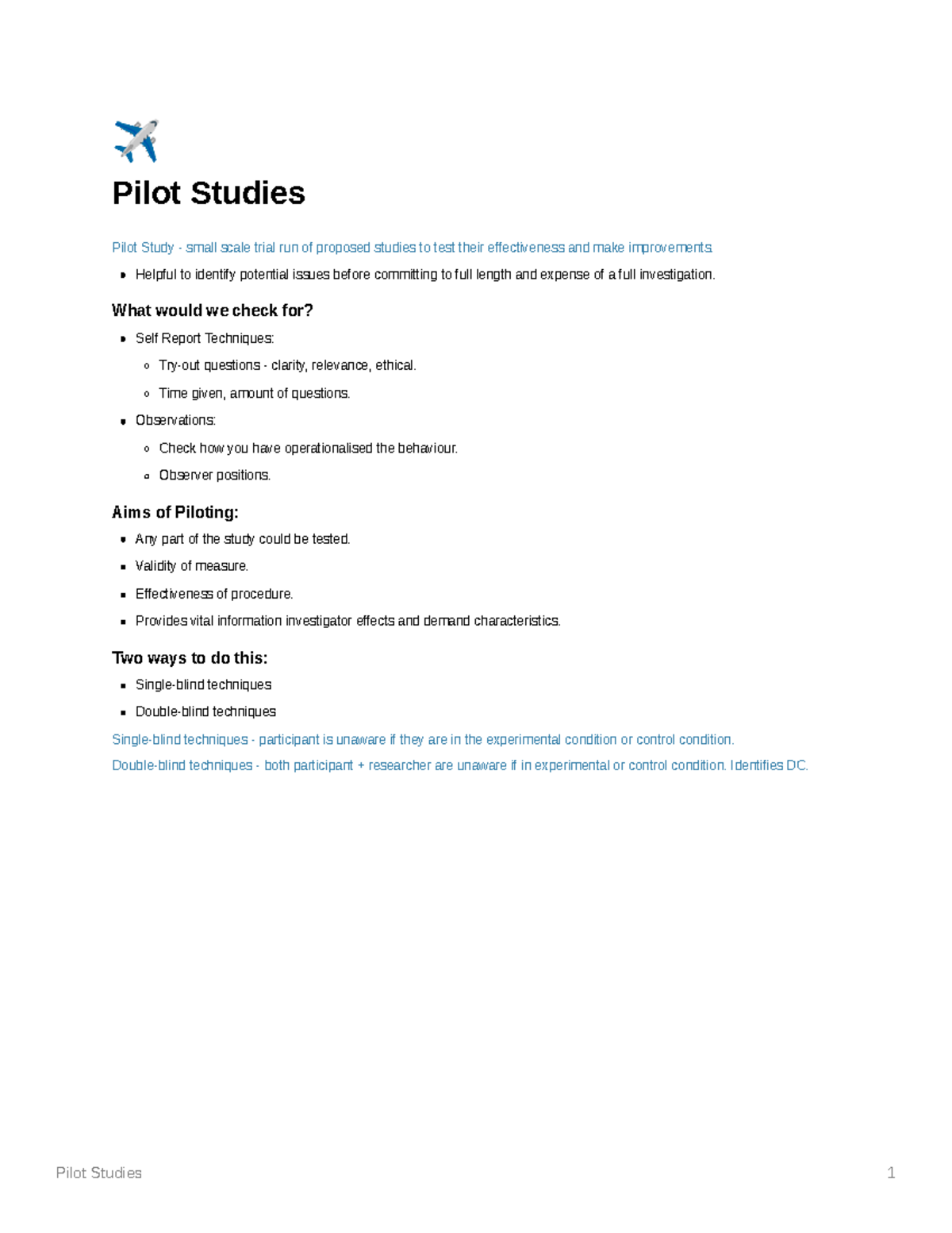 Pilot Studies: Evaluating and Improving Research Effectiveness - Studocu