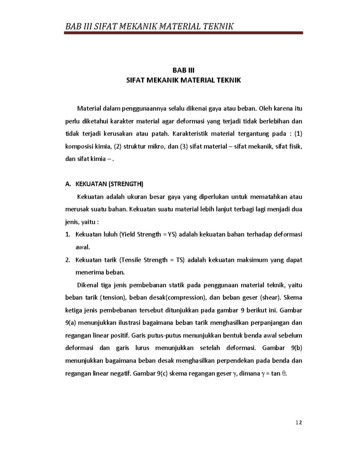 Sifat Mekanik Material Teknik - BAB III SIFAT MEKANIK MATERIAL TEKNIK ...